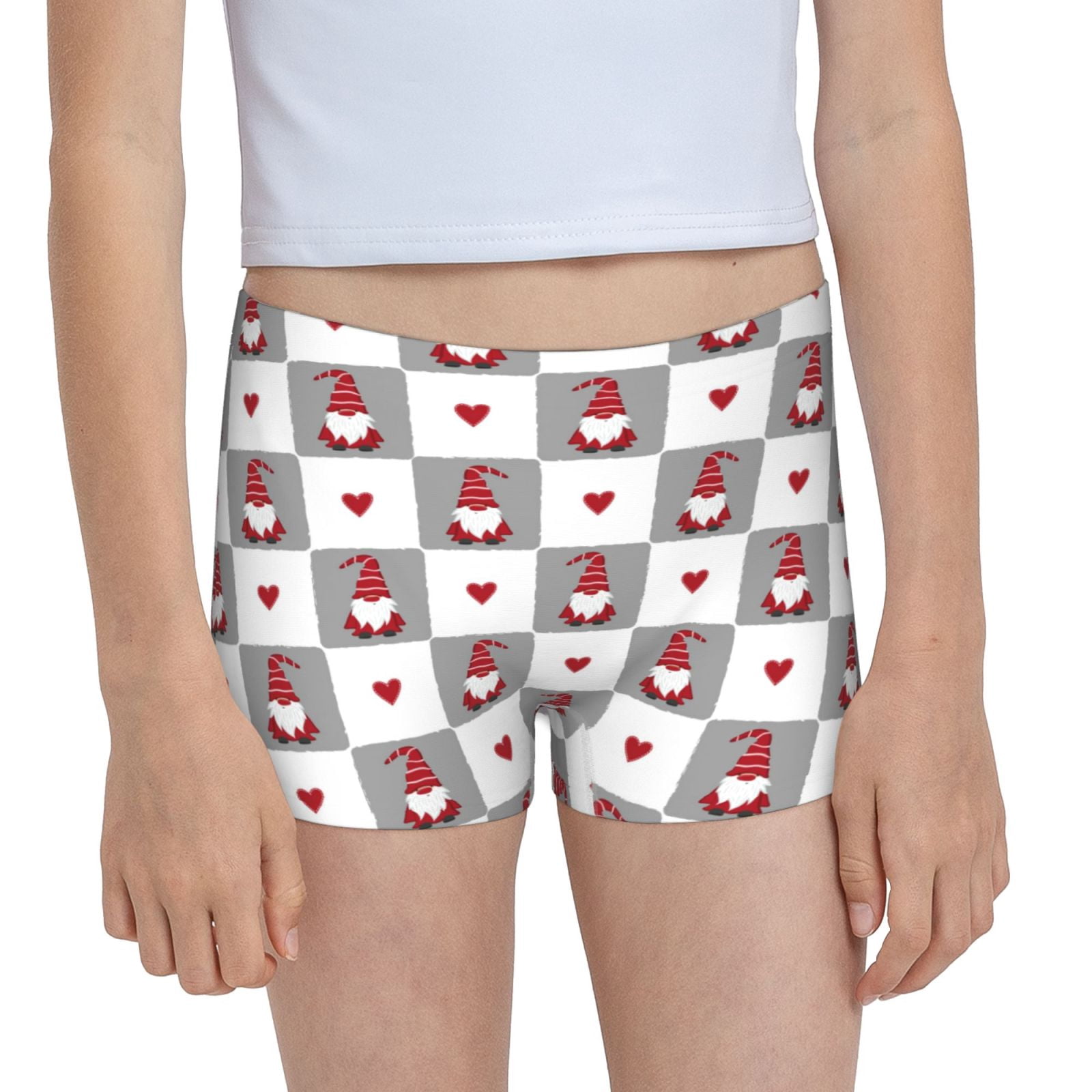 Honeii Gnomes and Hearts Print 100% Cotton Boxer Briefs, Girls' Panties ...