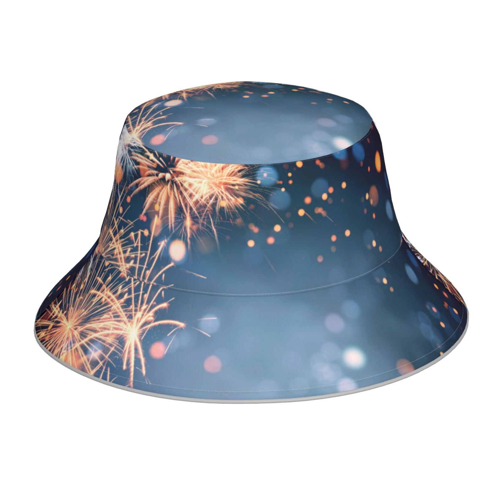 Honeii Gold And Blue Fireworks for Unisex Bucket Hat Waterproof Rain ...