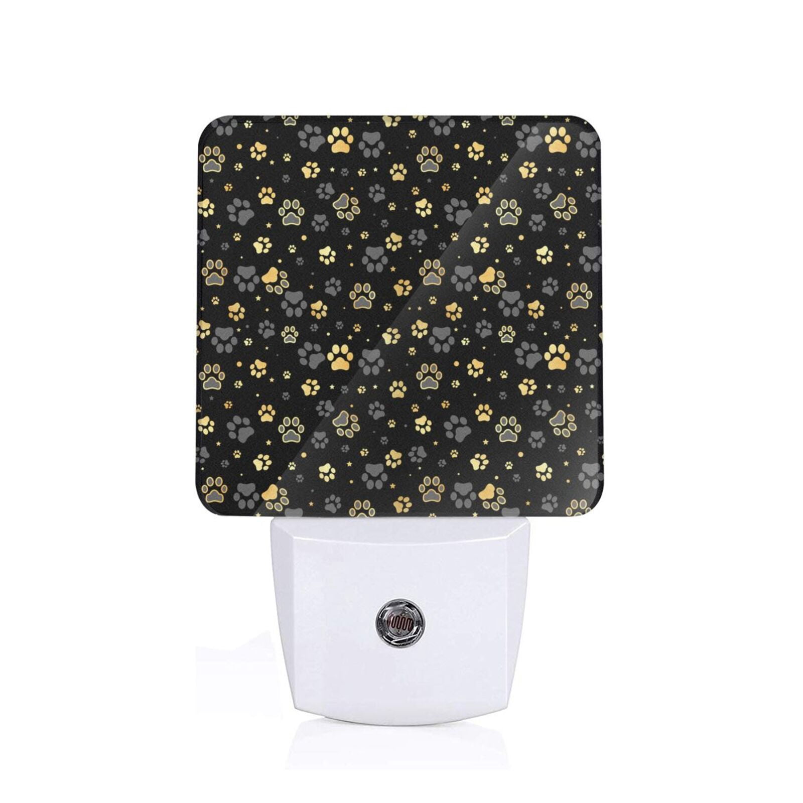 Honeii Gold Dog Paw Print LED Night Light with Light Sensor, Night ...