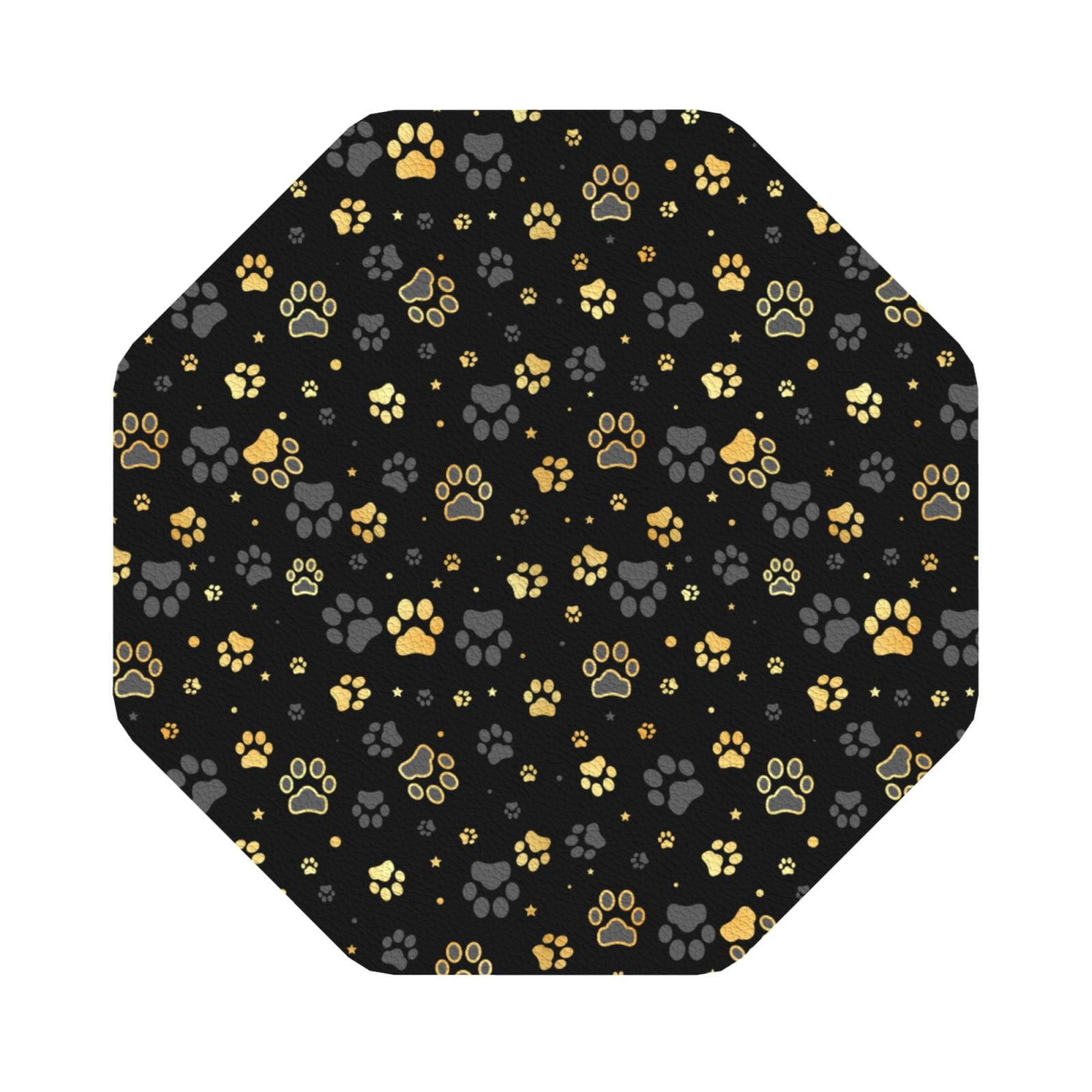Honeii Gold Dog Paw Print Leather Coaster Set of 6, Ideal for ...