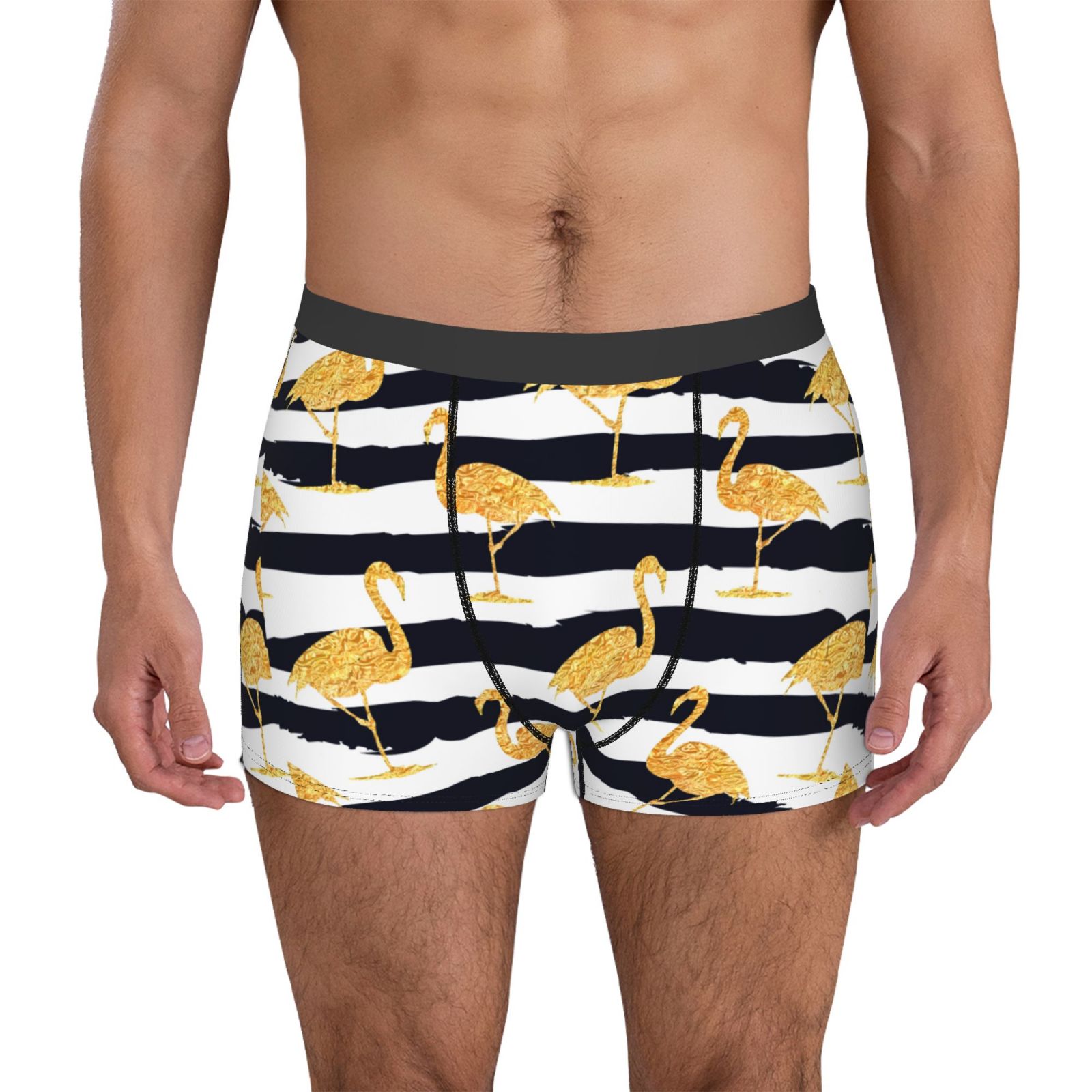 Honeii Gold Flamingo Print Mens Boxer Briefs Breathable,Boxer Brief for ...