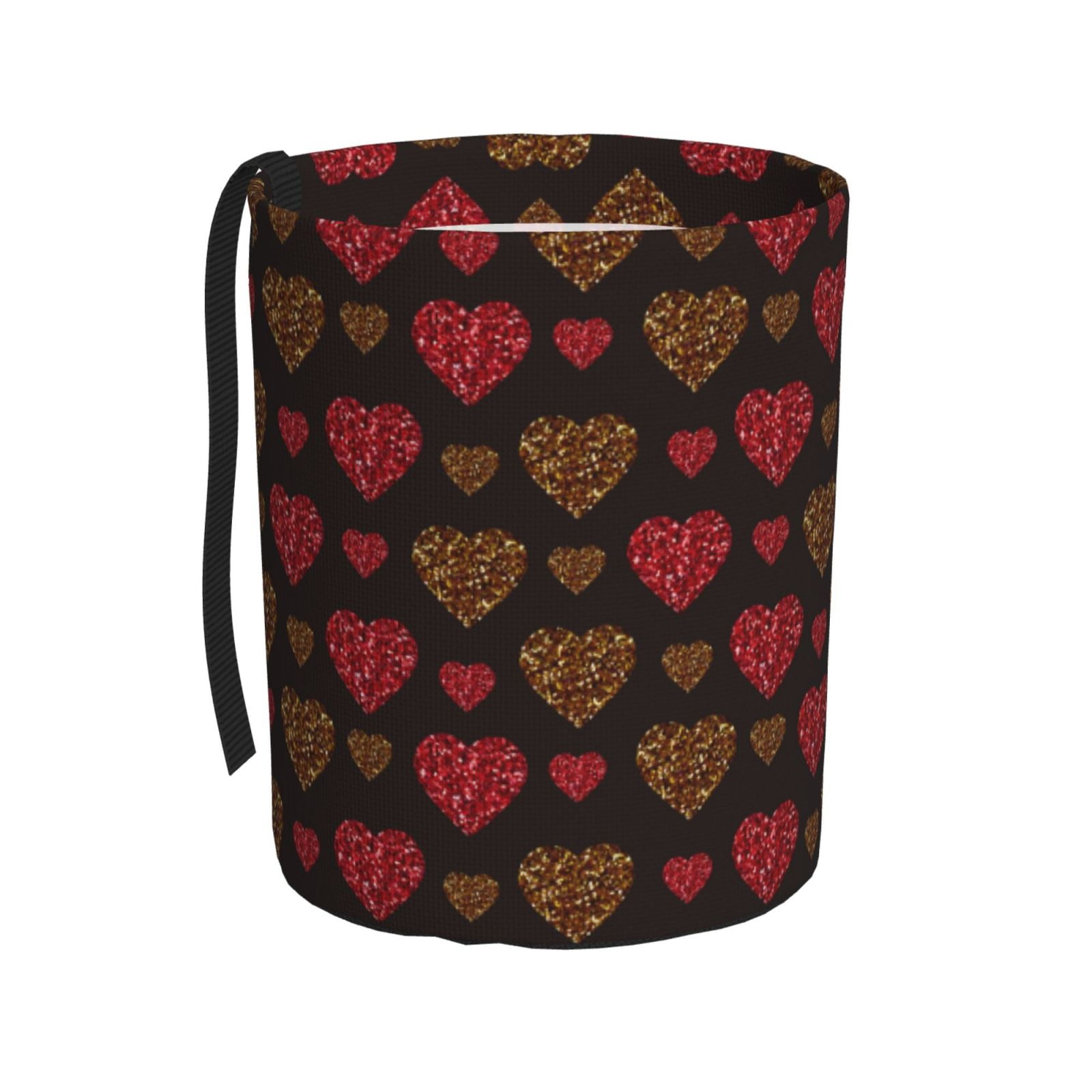 Honeii Gold Glitter Heart Print Waterproof Car Trash Can,Waterproof ...