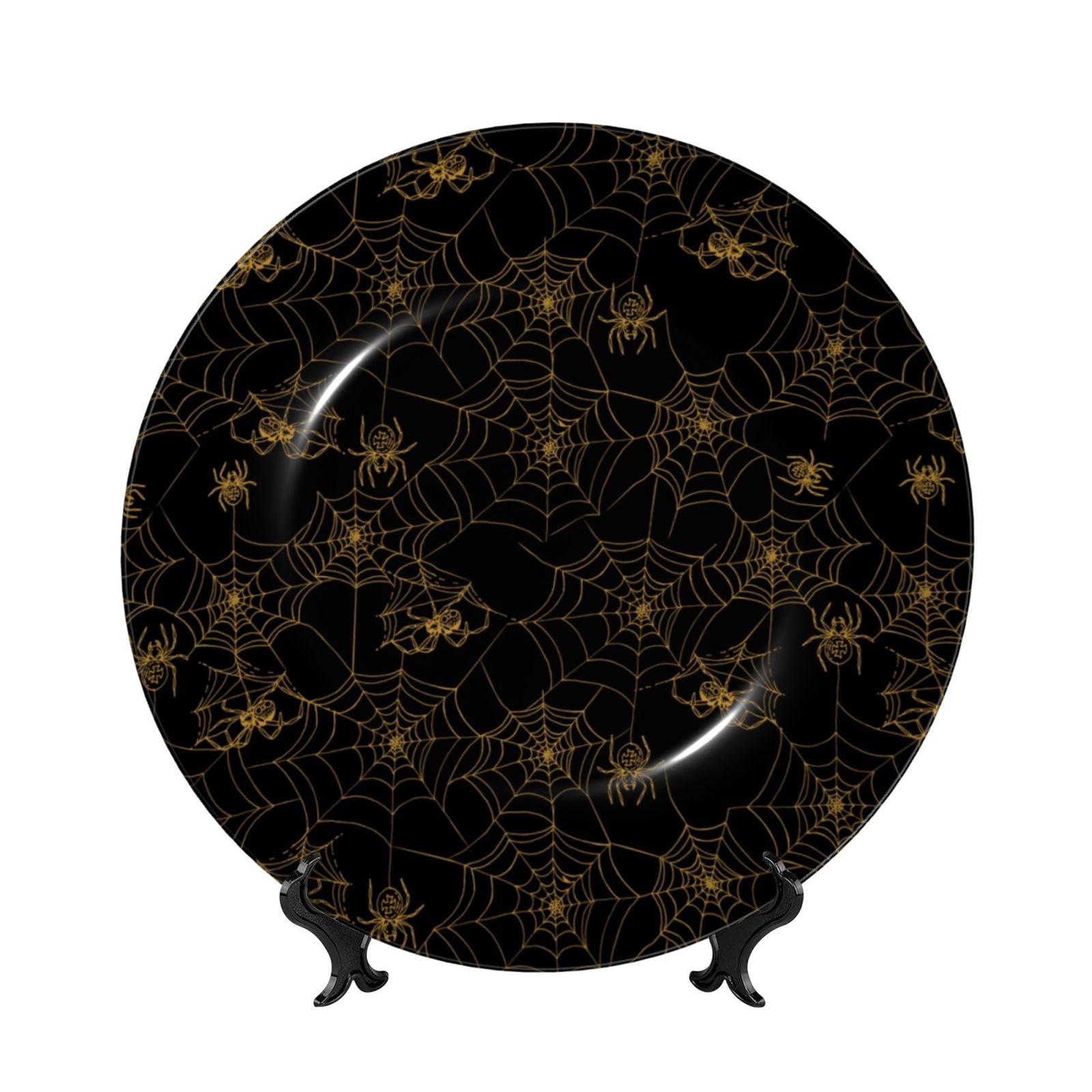 Honeii Gold Spiders And Cobwebs Print Elegant Bone China Decorative ...