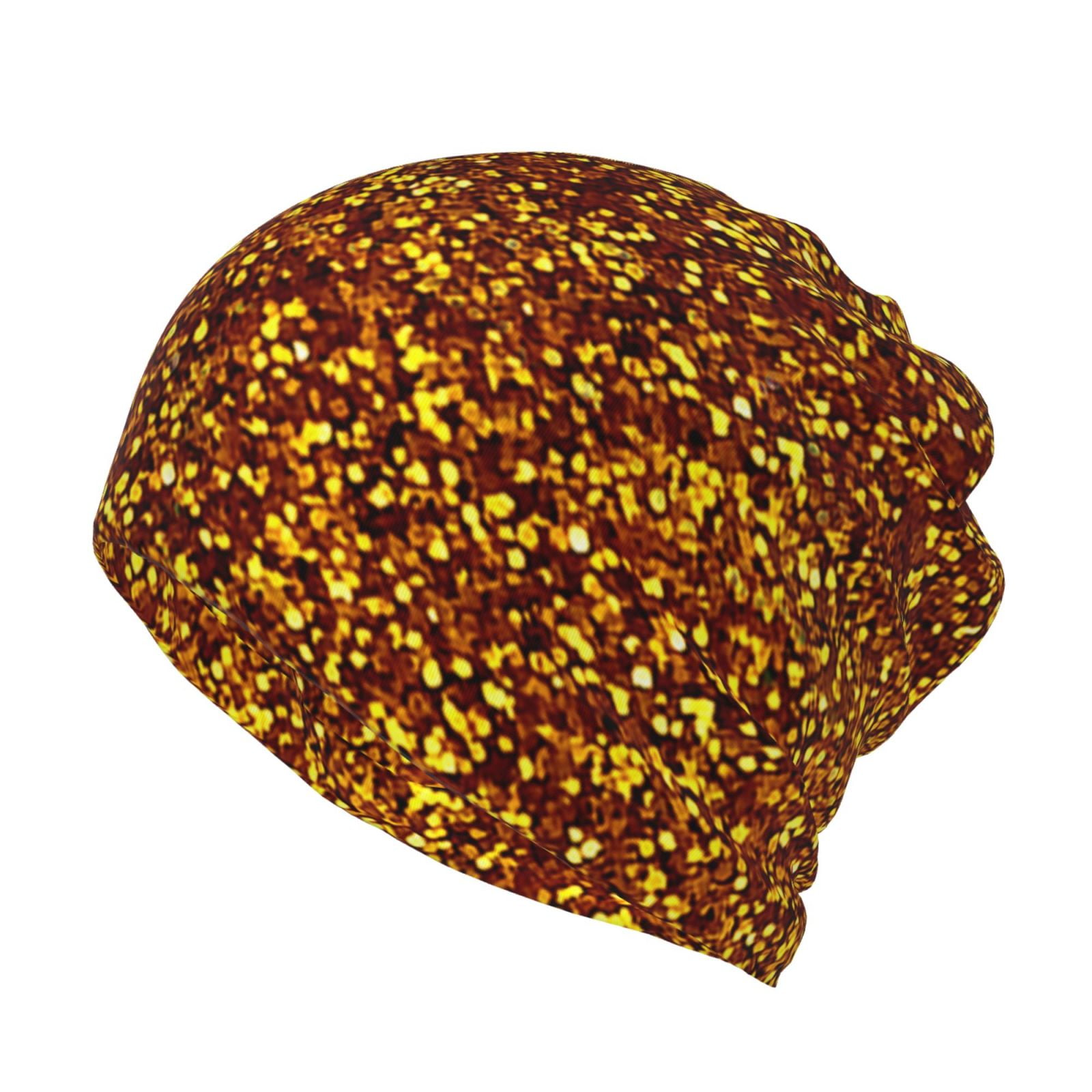 Honeii Golden Glitter Print Winter Beanie Daily Hat - Thermal Polar ...