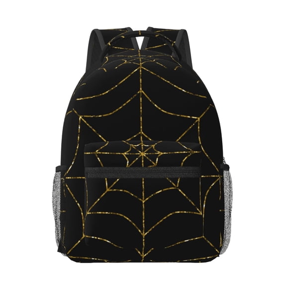 Honeii Golden Spider Web Print Backpack for School,15.6 inch Laptop ...