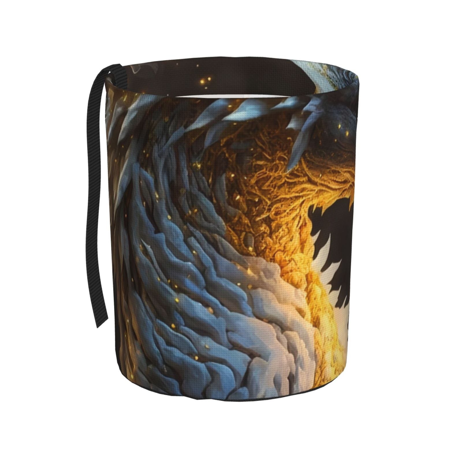 Honeii Golden White Fire Dragon Print Waterproof Car Trash Can ...