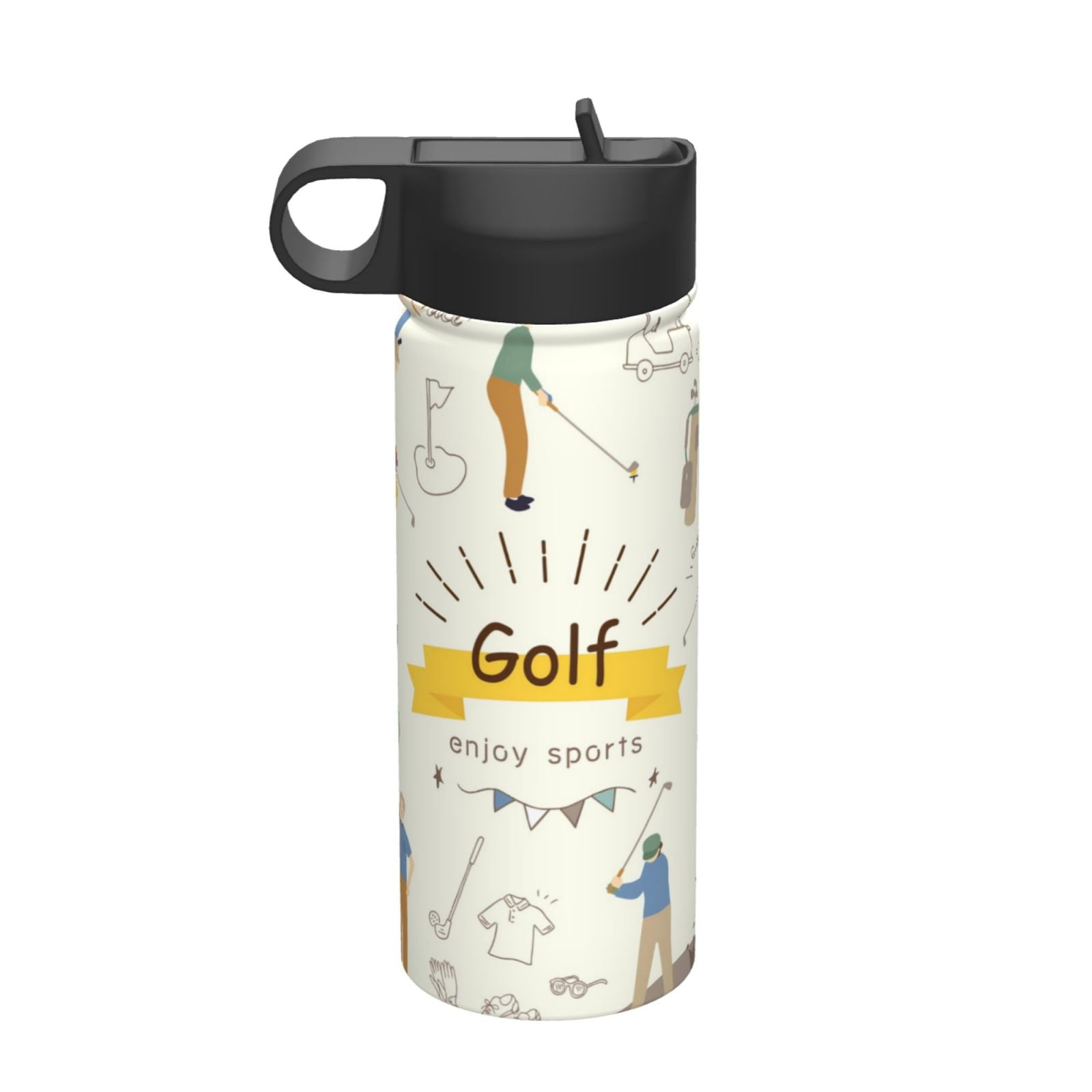 Honeii Golf Icons And Golfer Print 18 oz Insulated Water Bottle with ...
