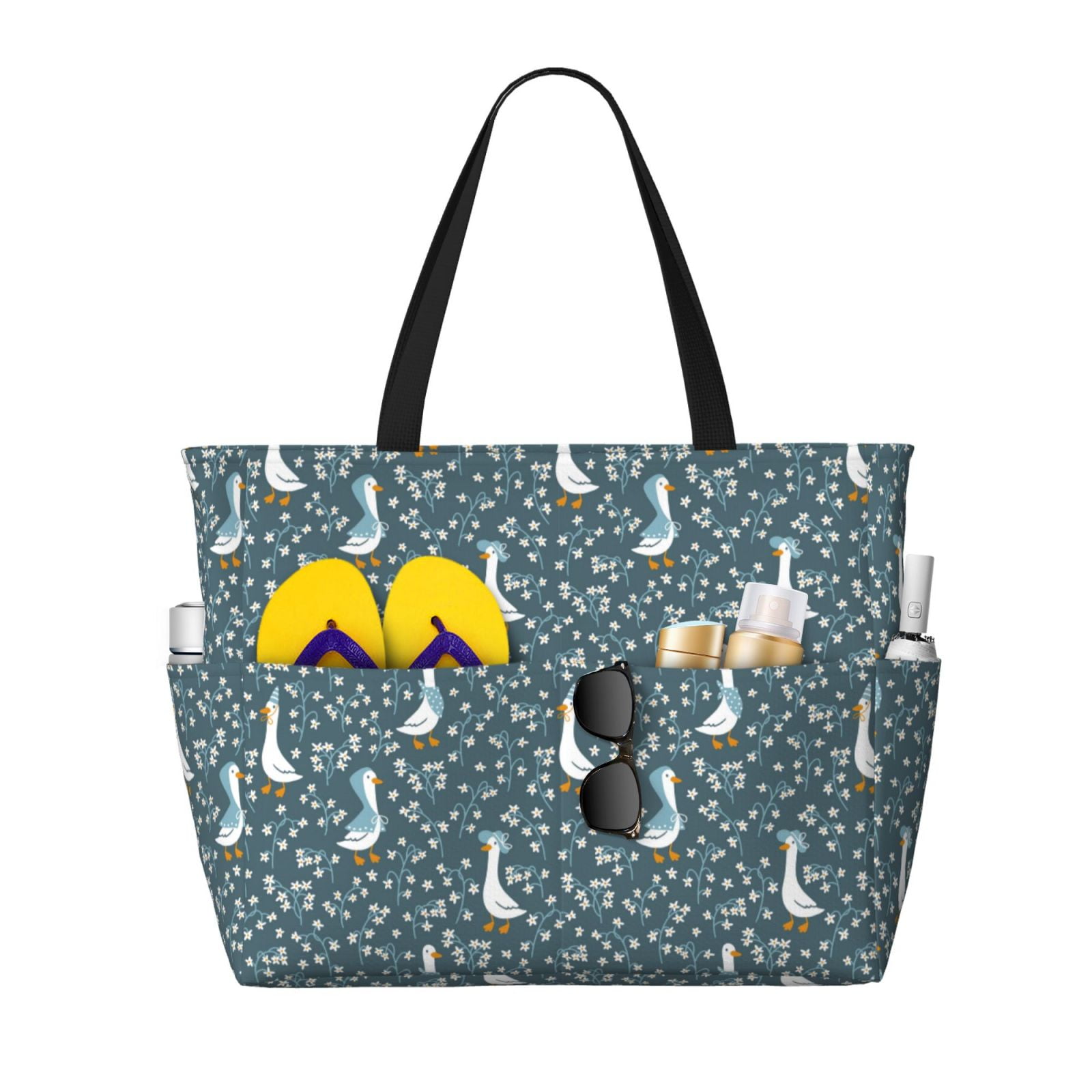Honeii Goose with meadow flowers for Tote Bag with Adjustable Strap ...