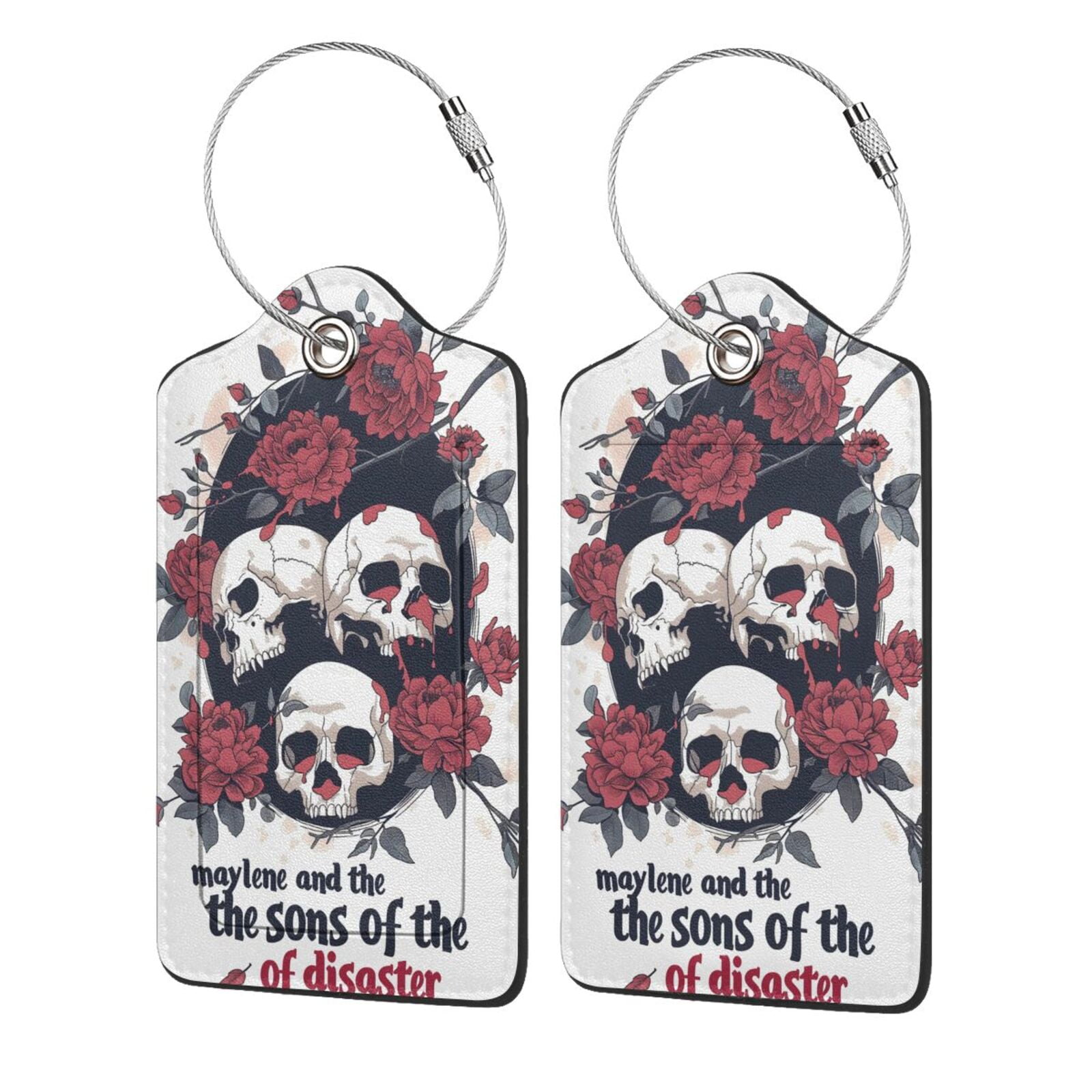 Honeii Gothic Skulls And Roses Print Leather Luggage Tag for Suitcases ...