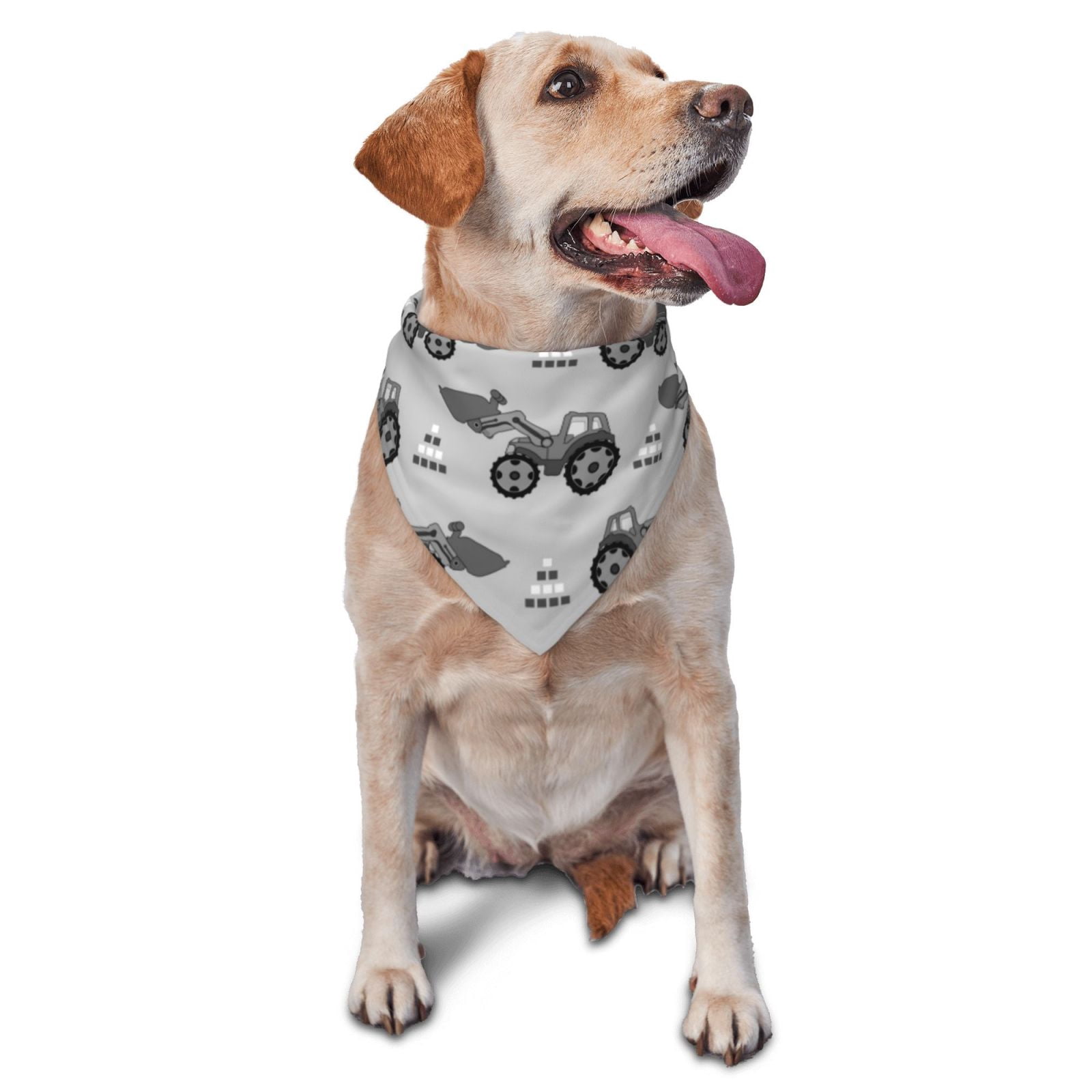 Honeii Gray Tractor print Pet Bandana，a stylish triangle accessory ...