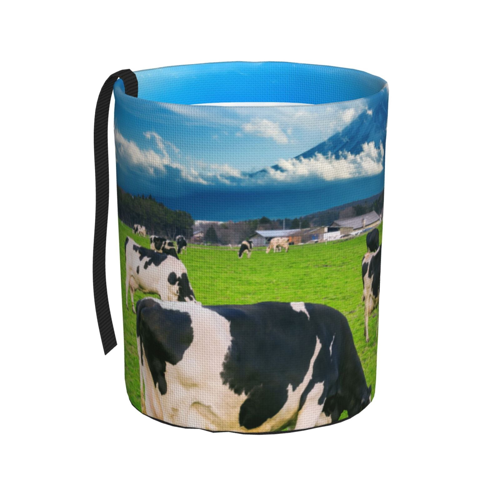 Honeii Grazing Cows Mountain View Print Waterproof Car Trash Can ...
