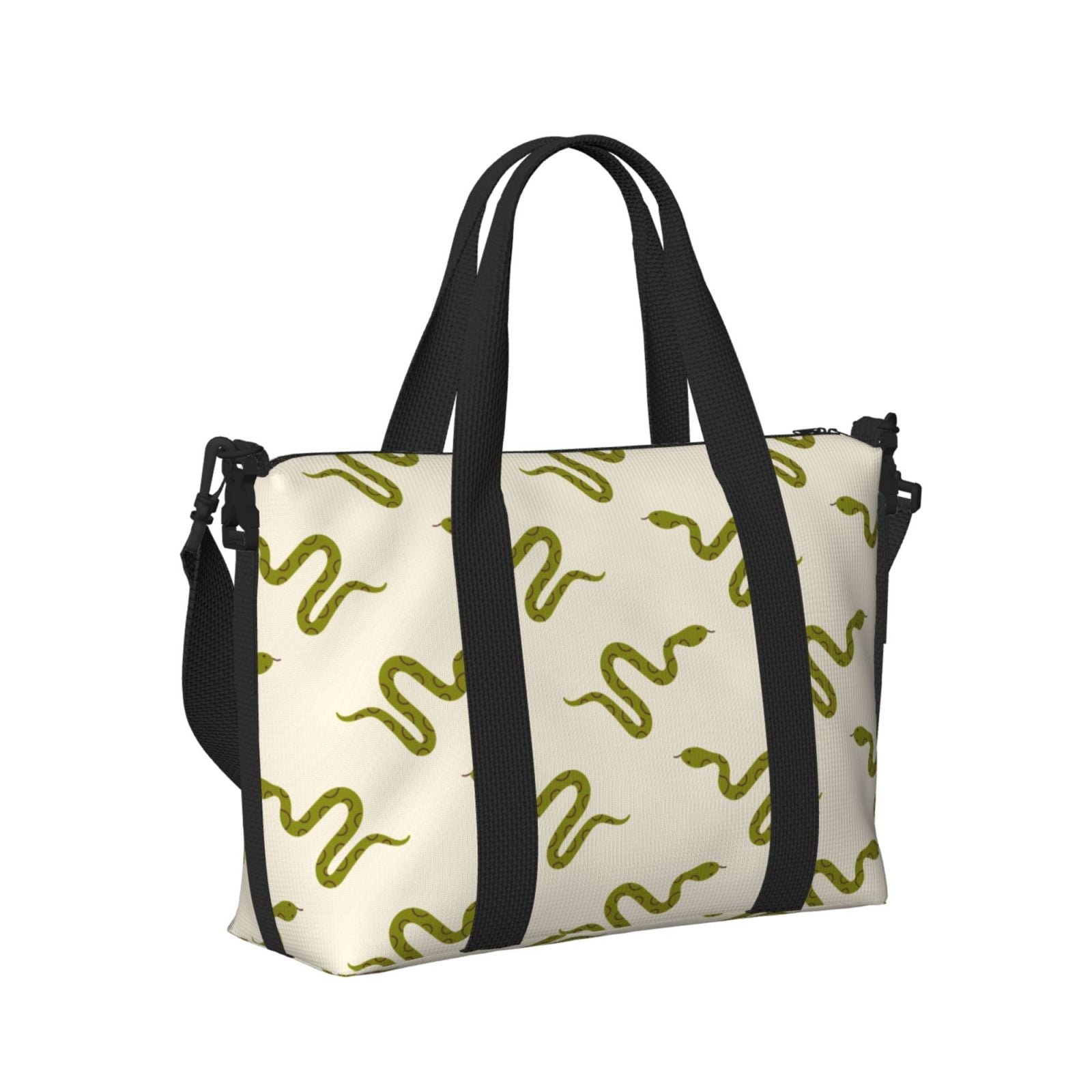 Honeii Green Snake Print Hand Travel Bag,Travel Duffle Bag, Waterproof ...