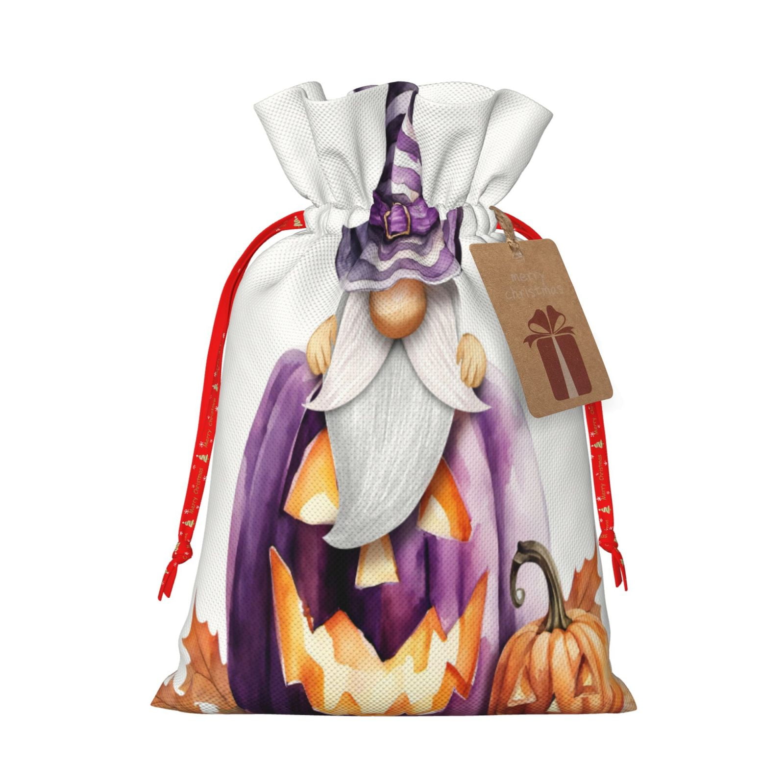 Honeii Halloween Gnome With Pumpkins Print Small Burlap Bags,Christmas ...