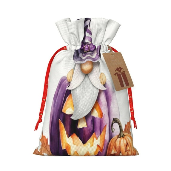 Honeii Halloween Gnome With Pumpkins Print Small Burlap Bags,Christmas ...