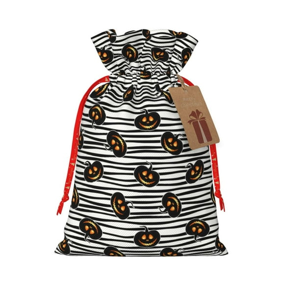 Honeii Haloween Pumpkins Print Small Burlap Bags,Christmas Drawstring ...