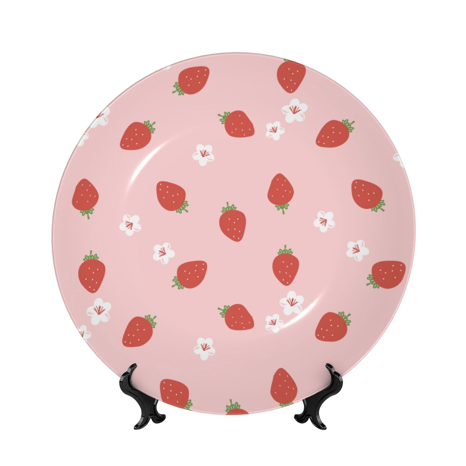 Honeii Hand Drawn Strawberry Print Elegant Bone China Decorative Plate ...
