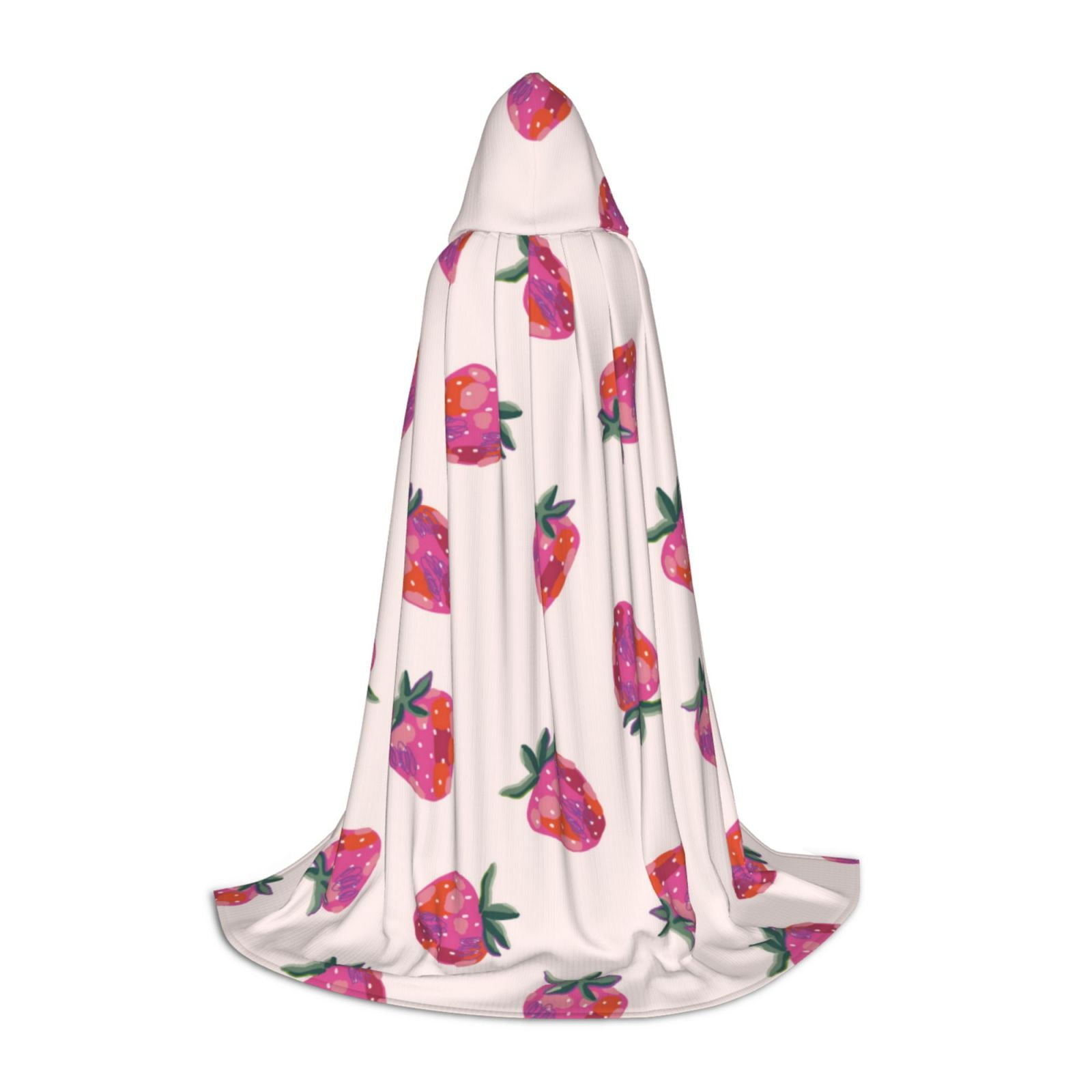 Honeii Hand Drawn Strawberry Print Poncho Cape, Cloak Coat, Snuggly ...