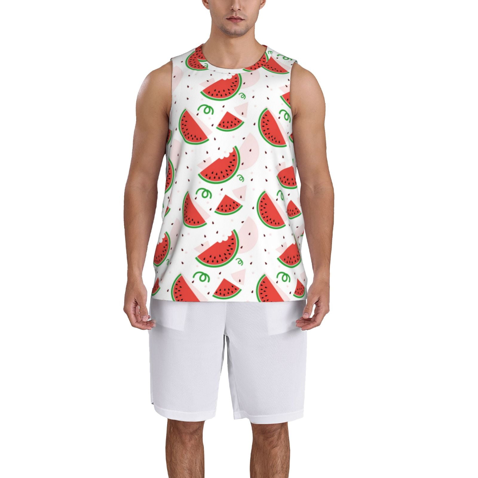 Honeii Hand Drawn Watermelon print basktball shirt for men and women ...