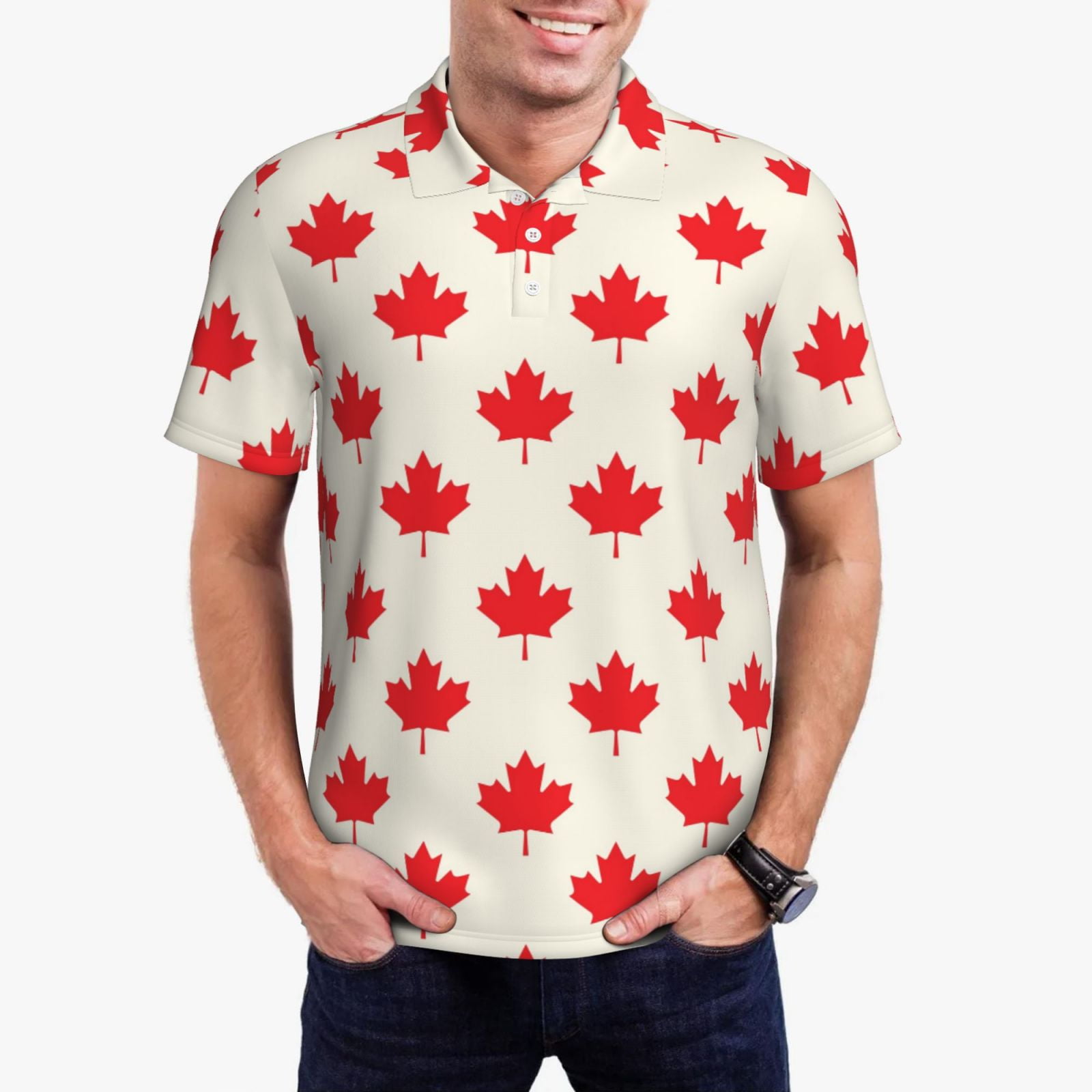 Honeii Happy Canada Day print Polo Shirt, a classic short-sleeved ...