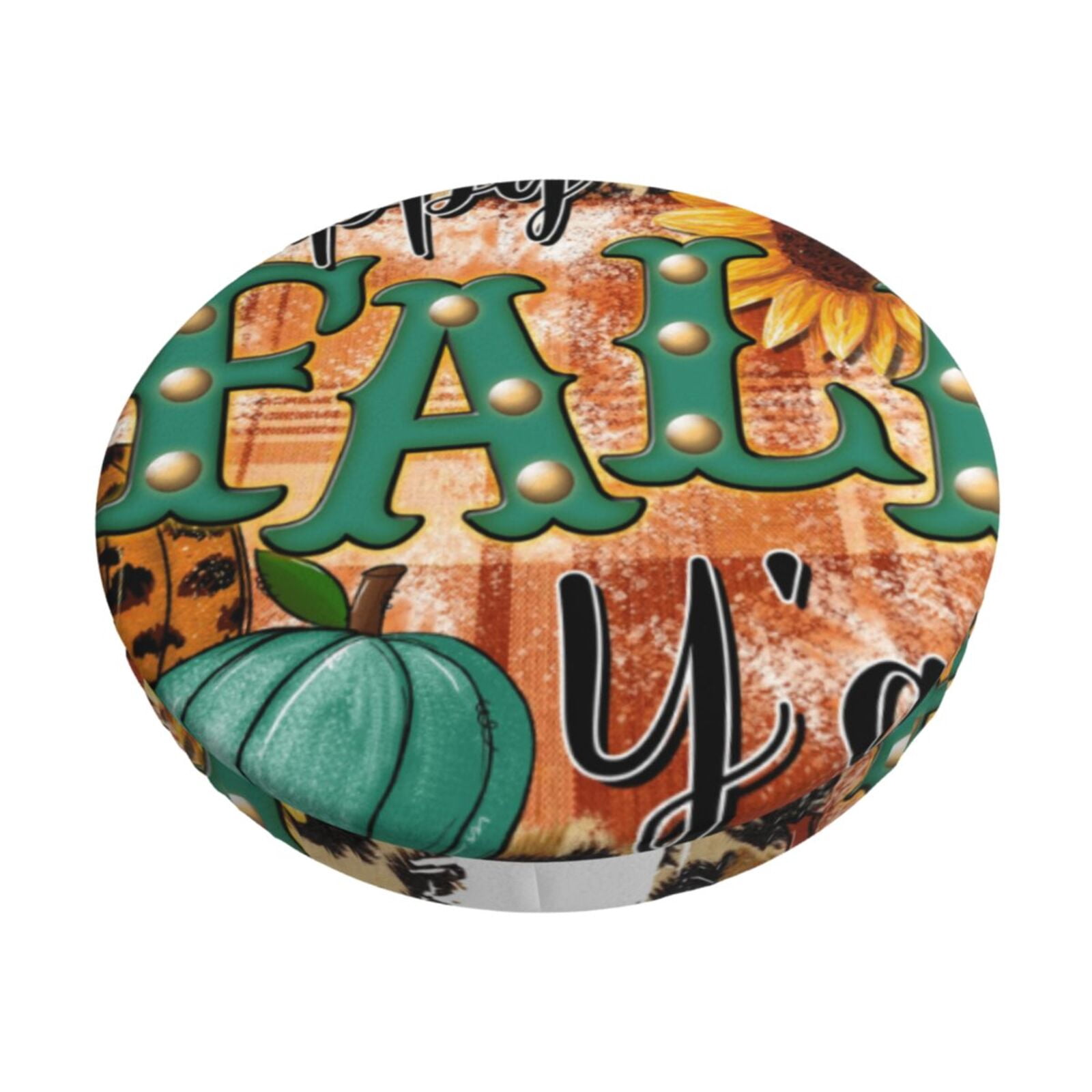 Honeii Happy Fall Y'All Pattern Bar Stool Covers-Round Stools Seat ...