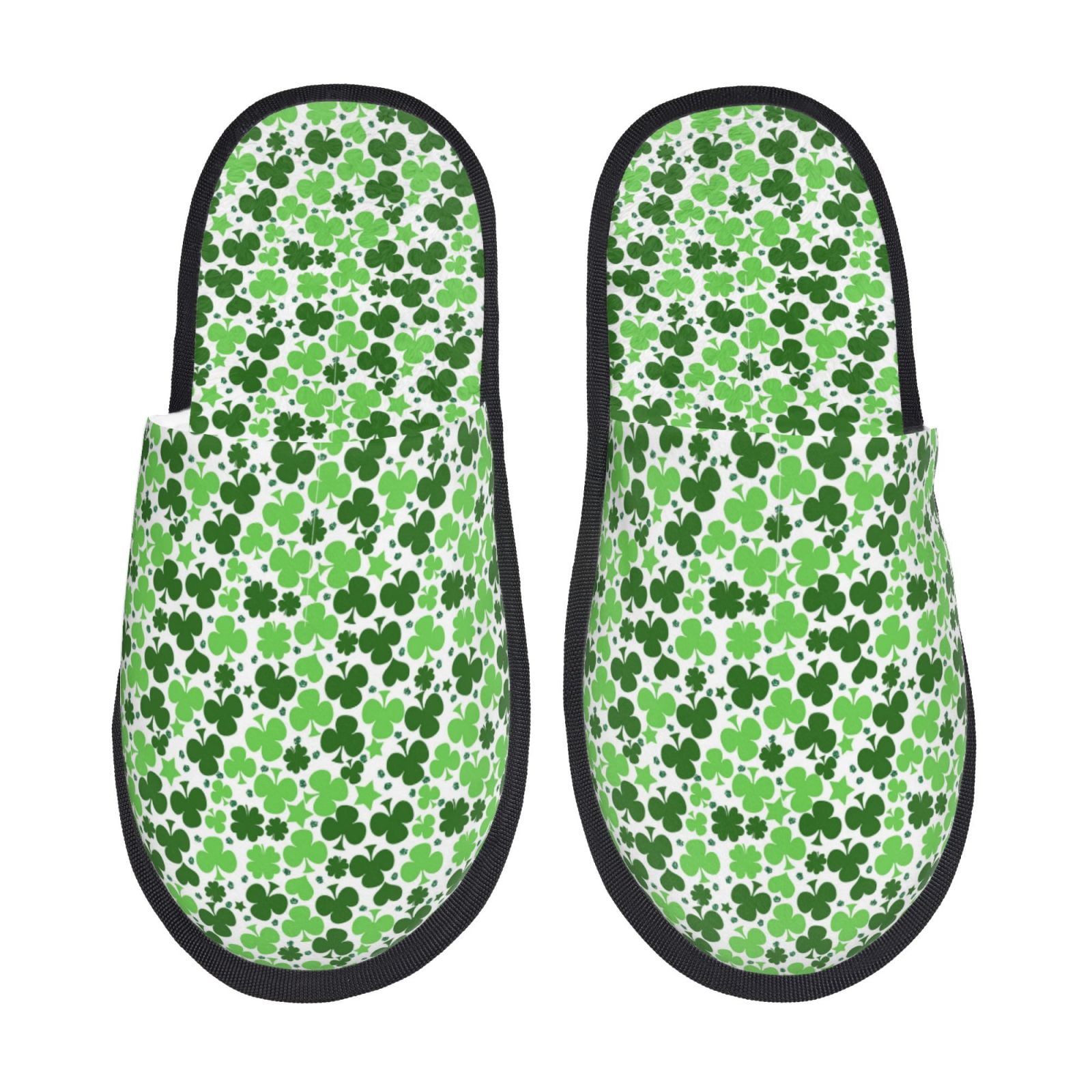 Honeii Happy St. Patrick's Day Print Furry Slippers Bedroom Slippers ...