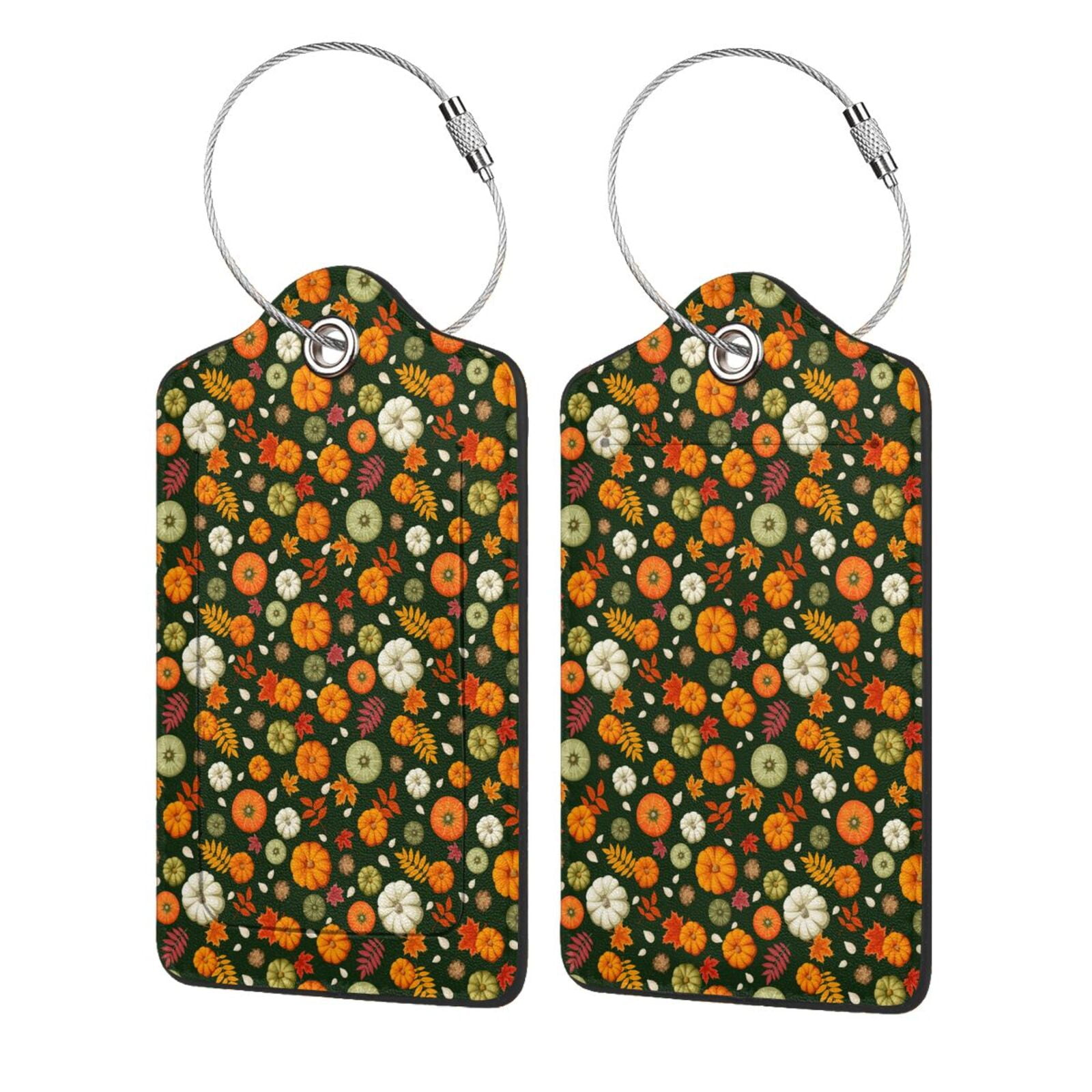 Honeii Harvest Pumpkins Print Leather Luggage Tag for Suitcases,ID Tags ...