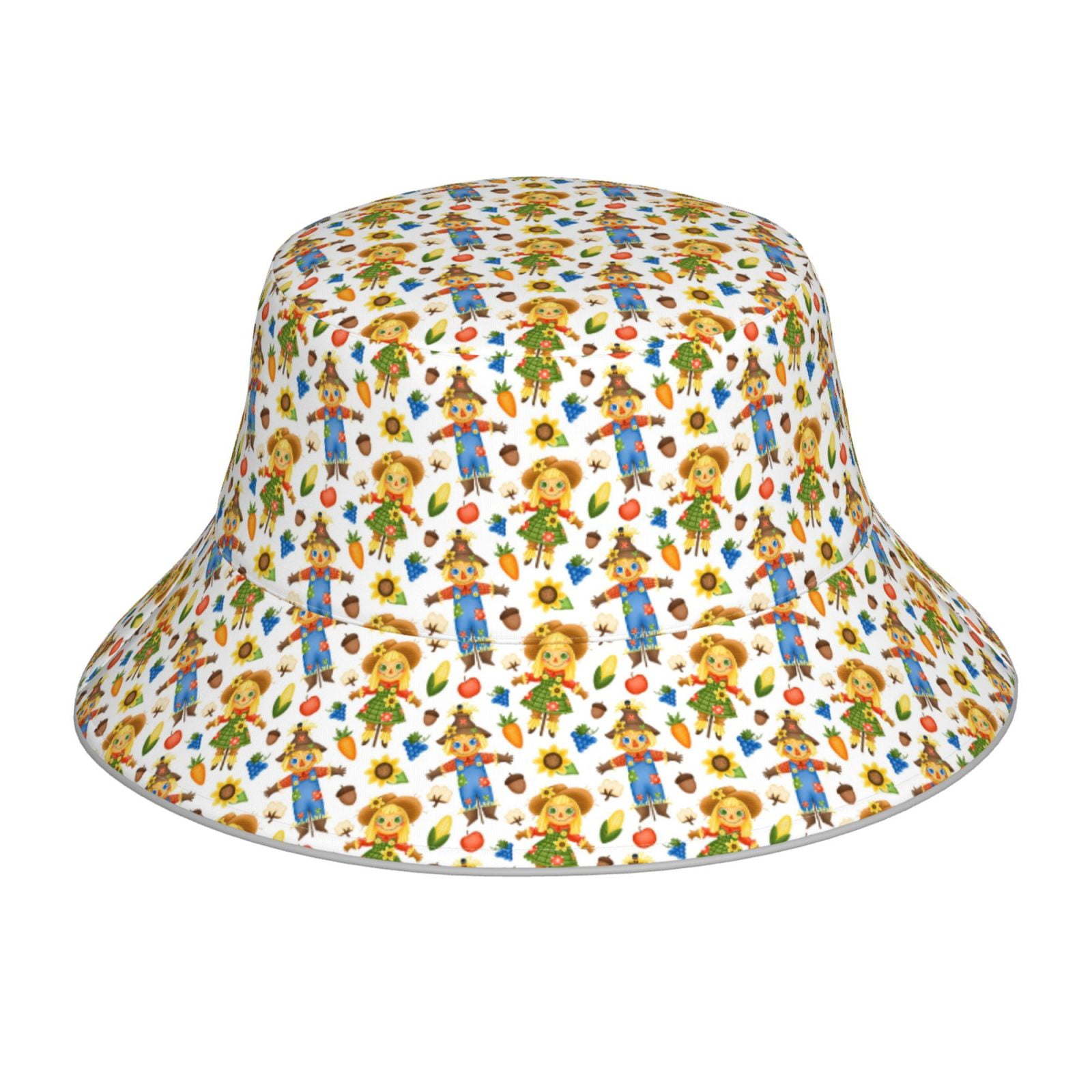 Honeii Harvest Scarecrow Pattern for Unisex Bucket Hat Waterproof Rain ...