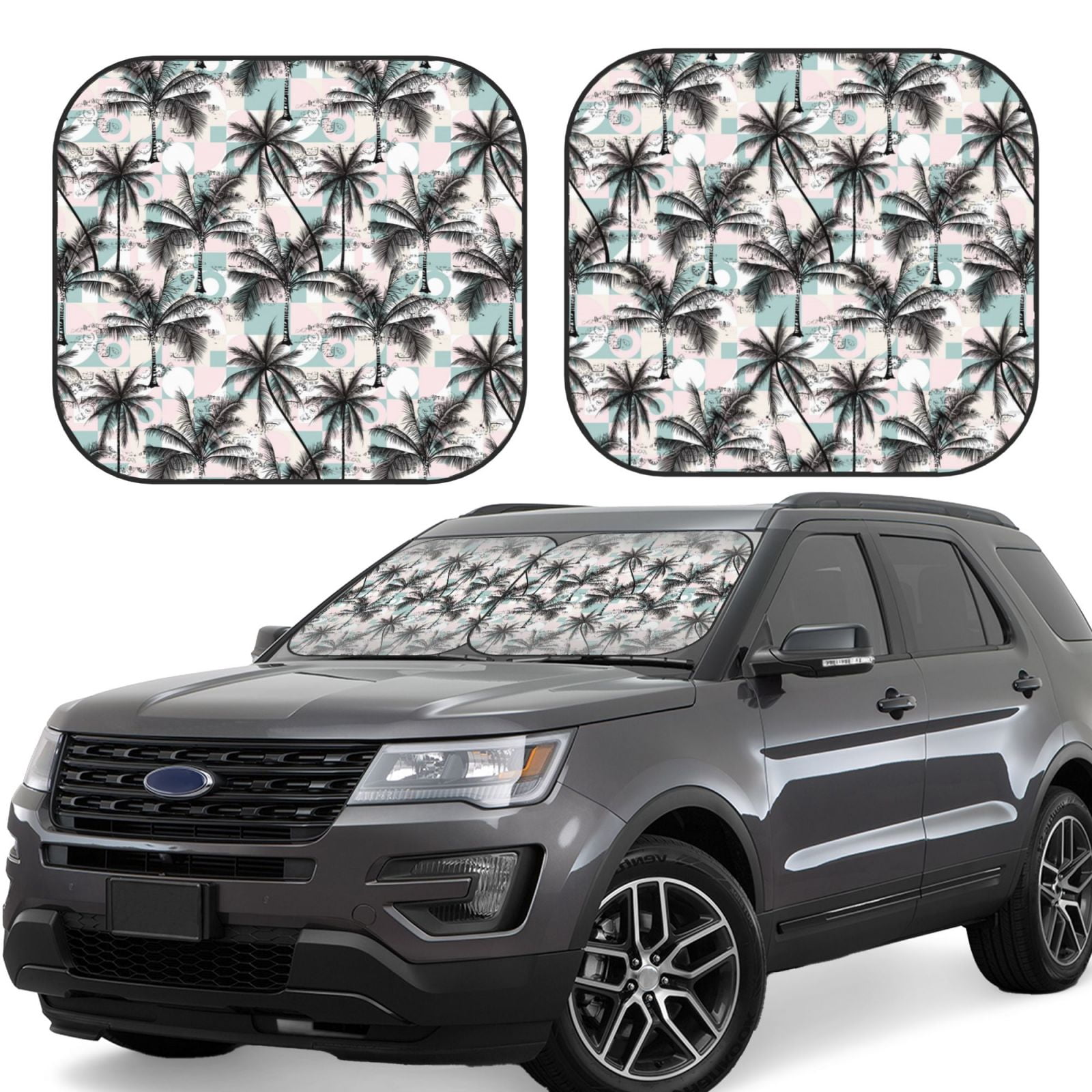 Honeii Hawaii Palms Print Foldable Car Sun Shade for Windshield, 2 ...