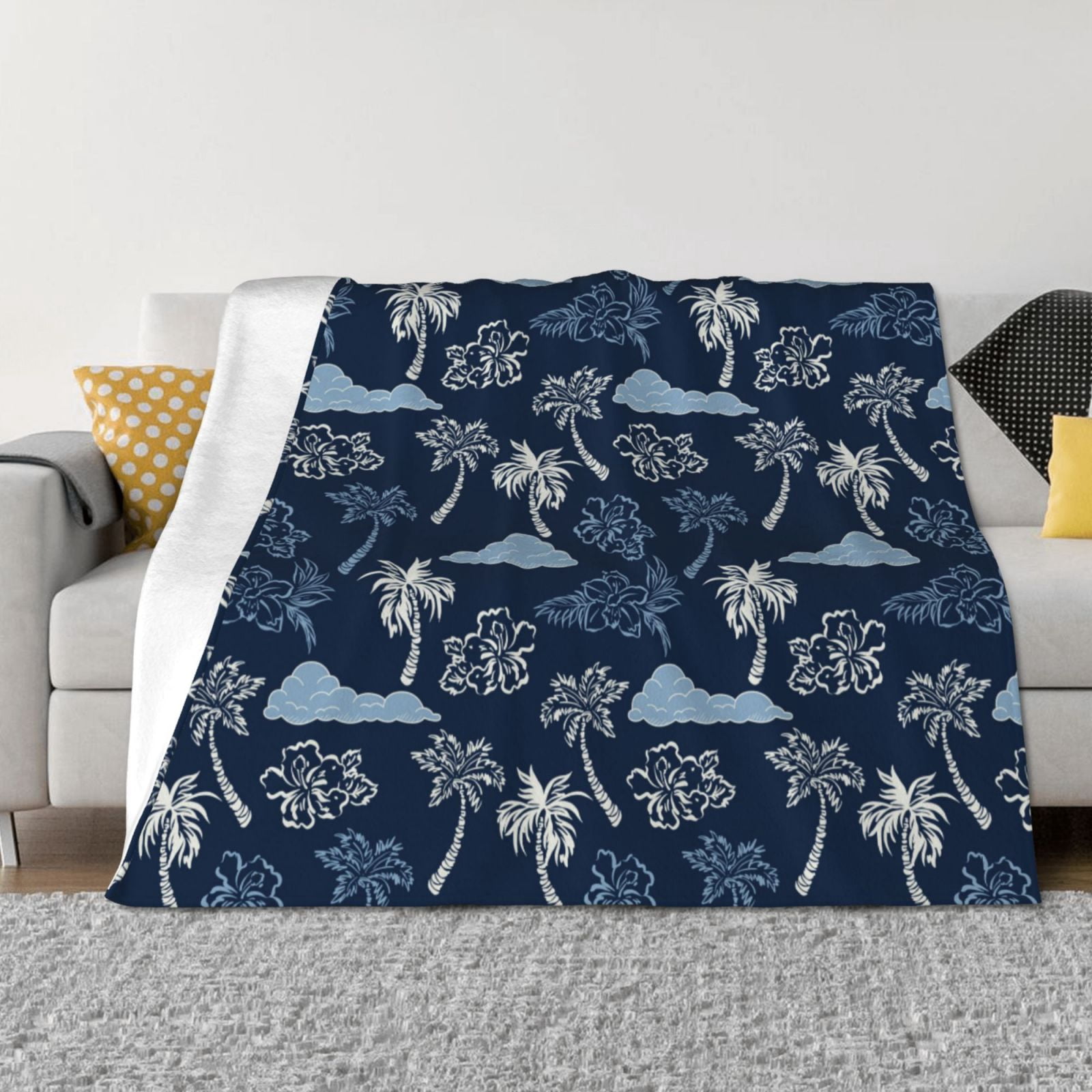 Honeii Hawaii Palms print throw blanket, crafted from cozy cotton ...