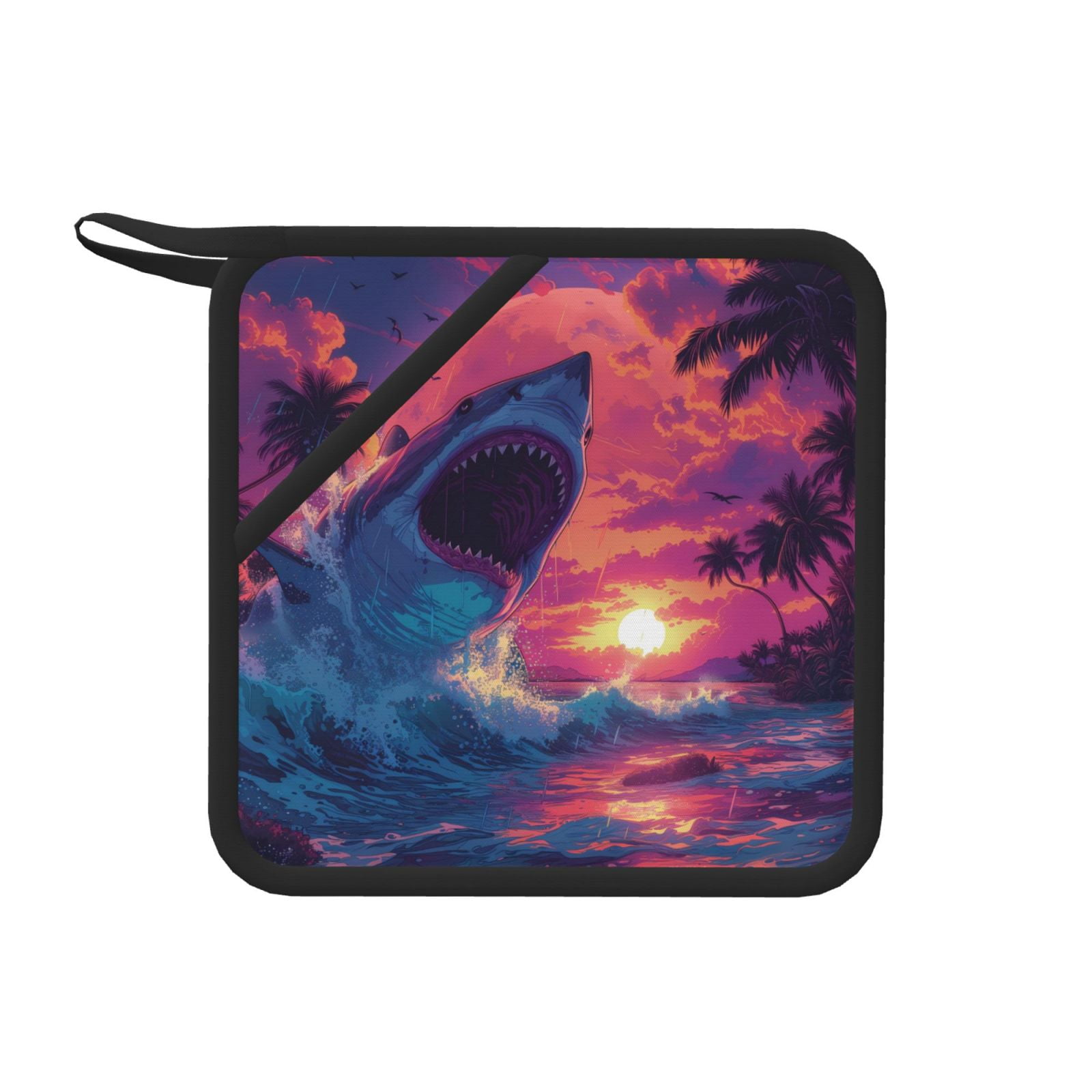 Honeii Hawaiian Island Beach Shark for Silicone Trivets for Hot Pots ...