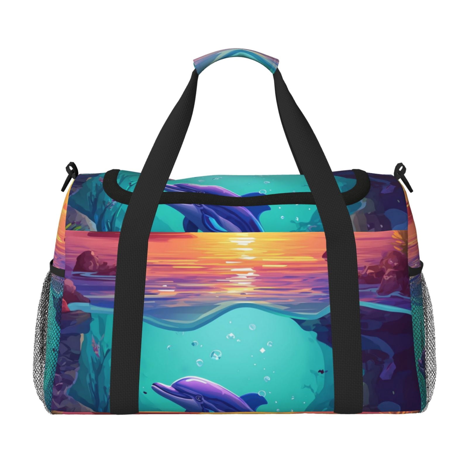 Honeii Hawaiian Island Dolphin Print Gym Bag,Carry on Weekender ...