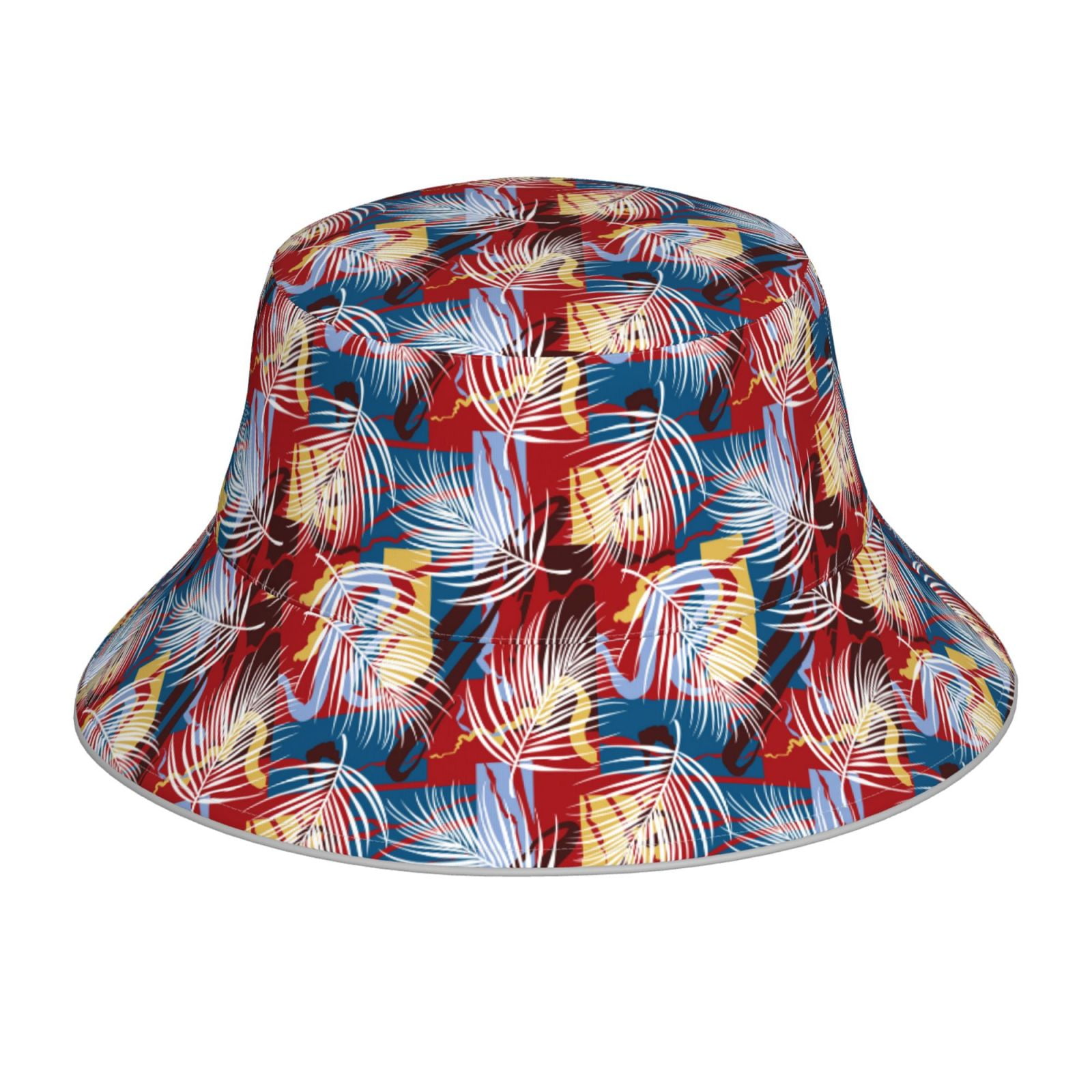 Honeii Hawaiian Style for Unisex Bucket Hat Waterproof Rain Hat Reversible Shiny Rave Bucket Hat ...