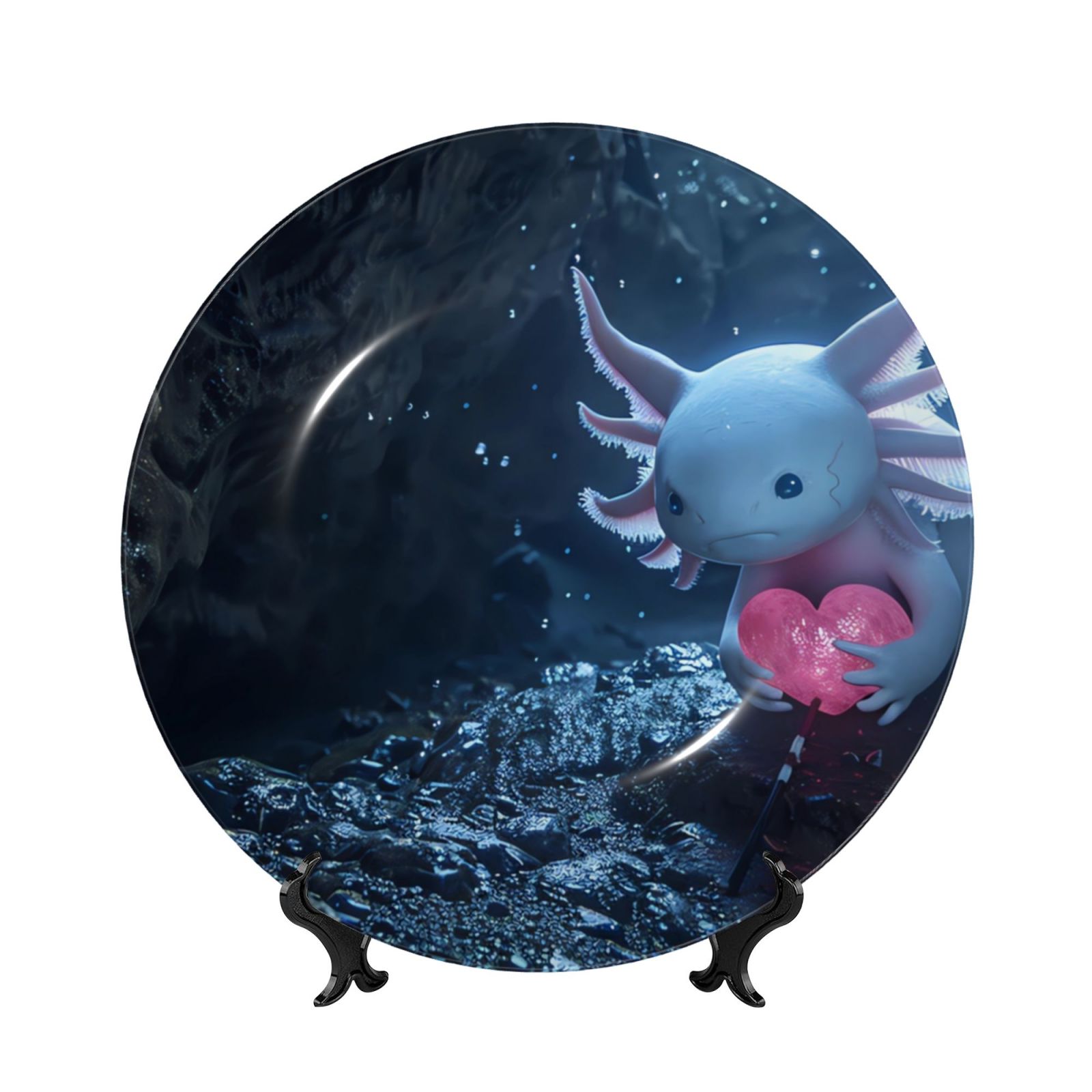 Honeii Heart Axolotl Print Elegant Bone China Decorative Plate ...