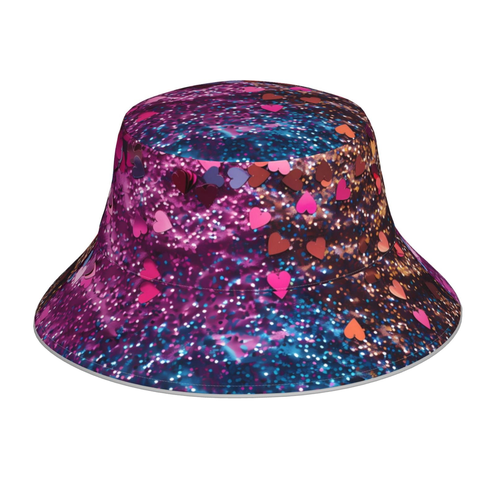 Honeii Heart Confetti on Glitter for Unisex Bucket Hat Waterproof Rain ...