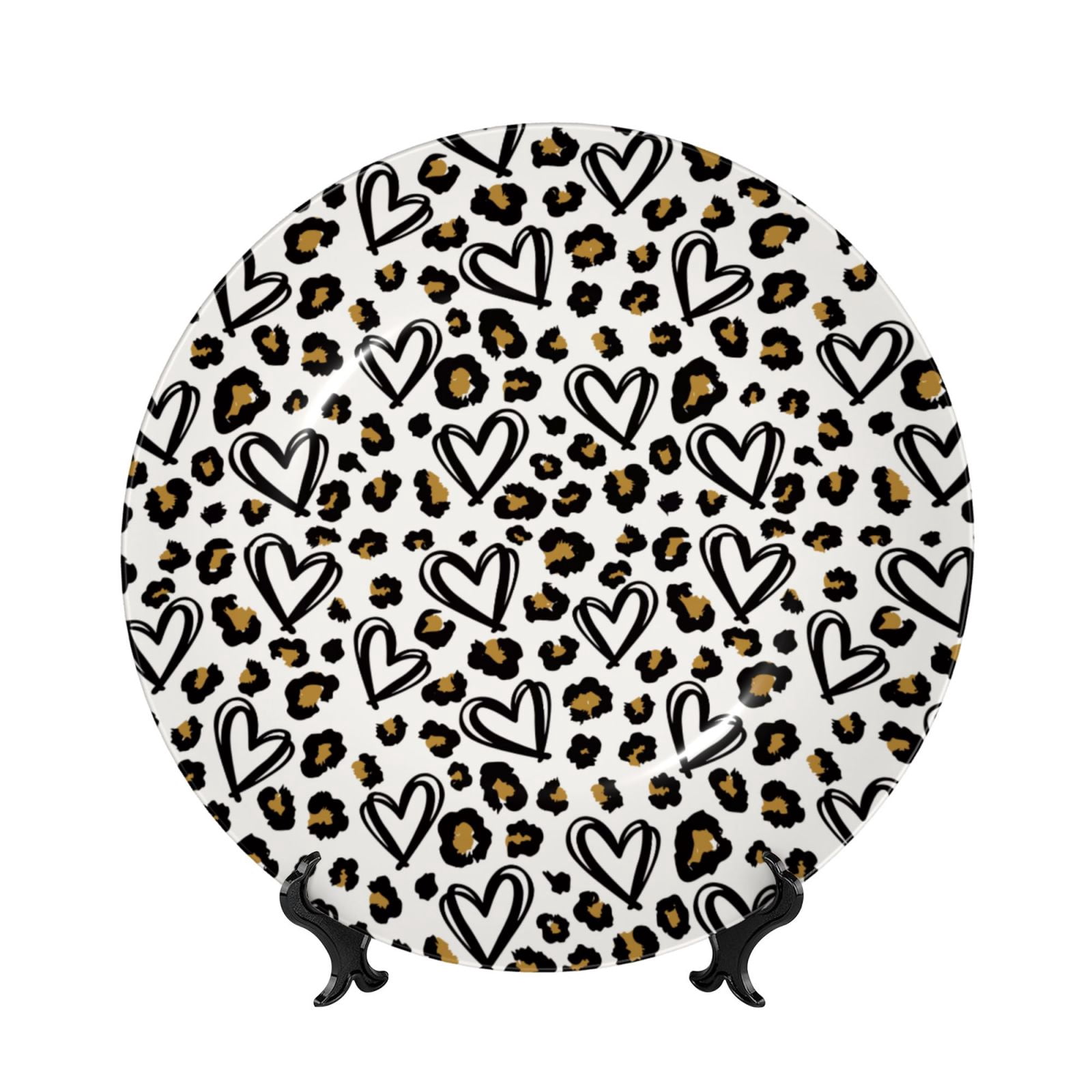 Honeii Heart Leopard Print Elegant Bone China Decorative Plate ...