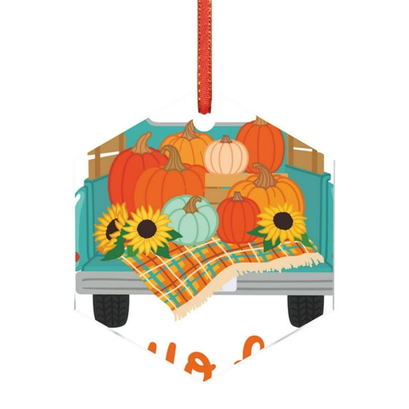Honeii Hello Fall Farm Truck Print Christmas Tree Acrylic Ornament ...