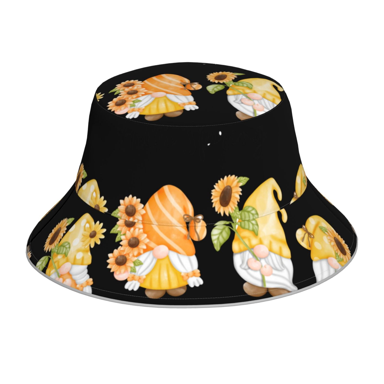 Honeii Hello Spring Sunflower Gnomes for Unisex Bucket Hat Waterproof ...
