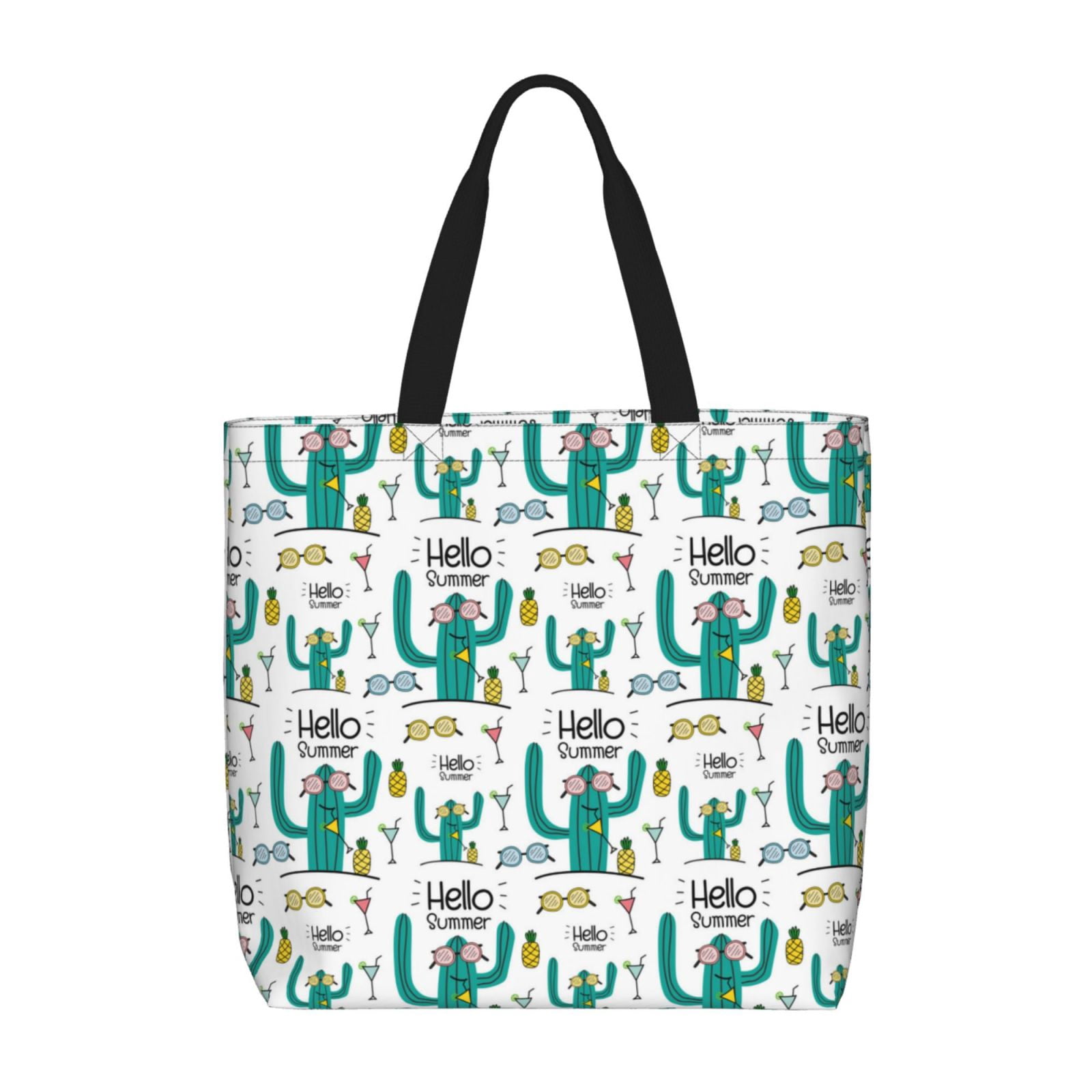 Honeii Hello Summer Print Tote Bag, Reusable Grocery Shopping Bag ...