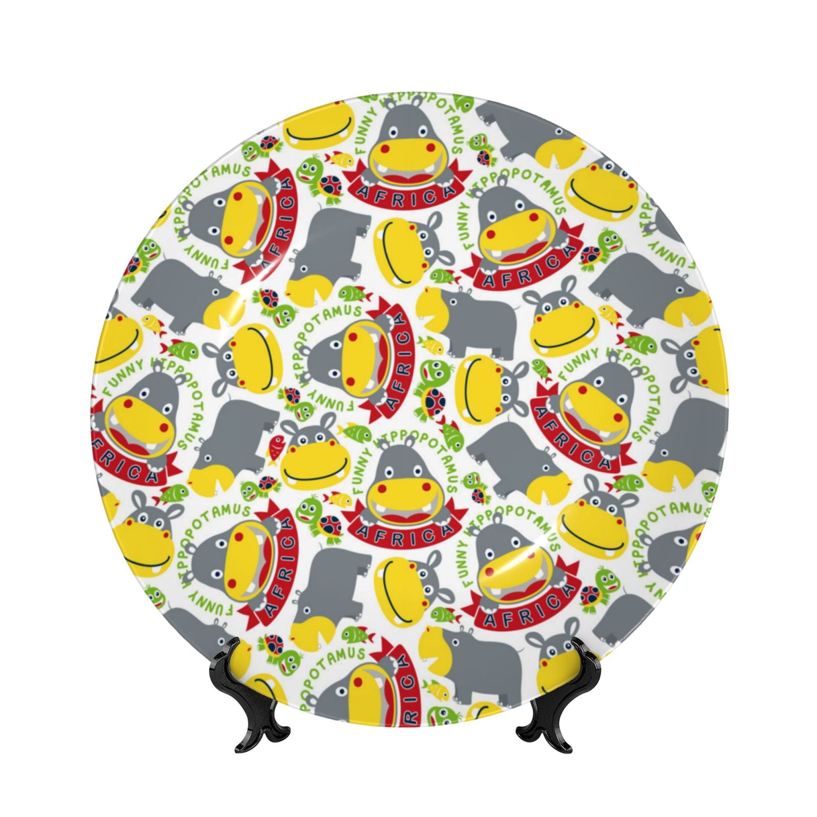 Honeii Hippopotamus Print Elegant Bone China Decorative Plate ...
