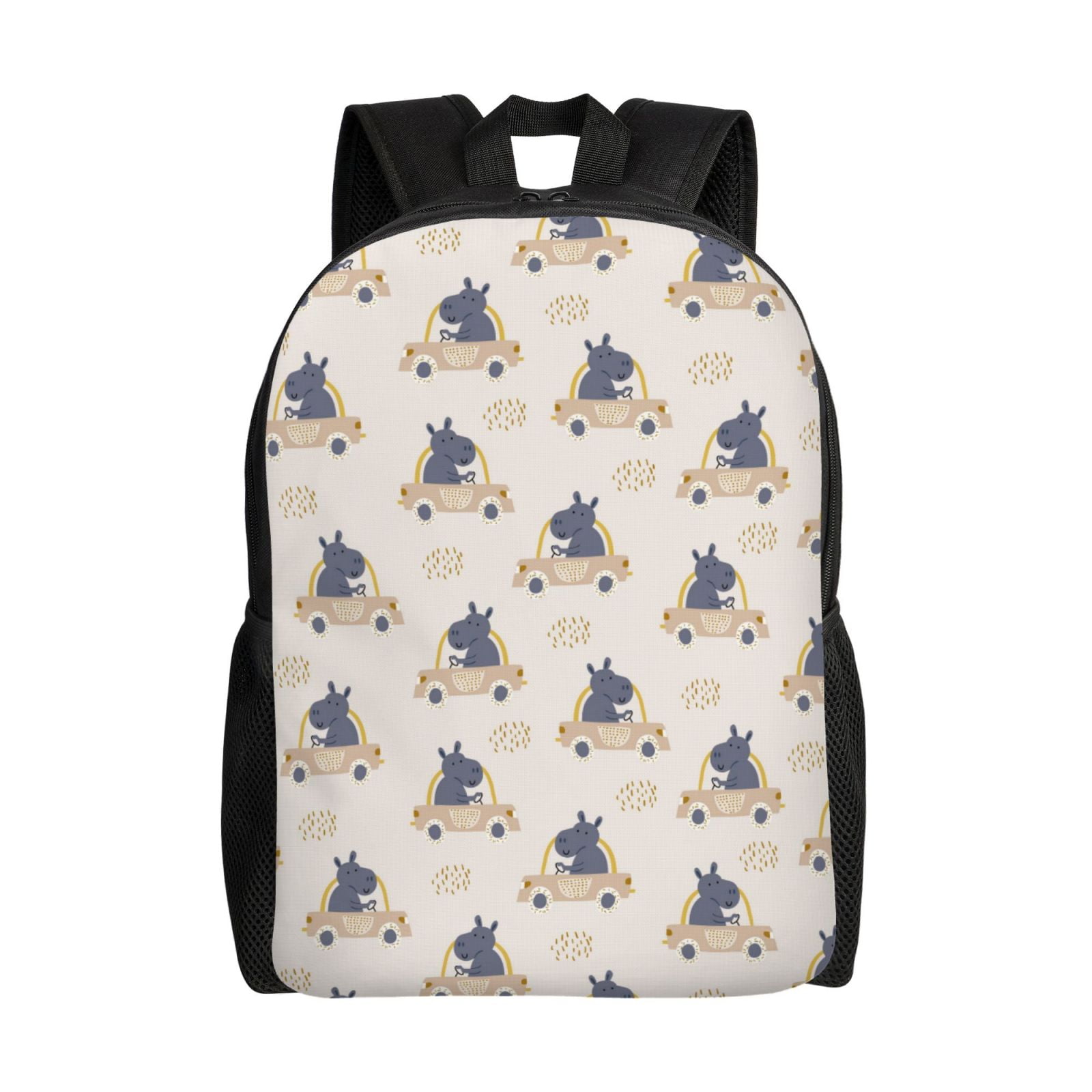 Honeii Hippos Driving A Car Print Laptop Backpack for Work, College ...