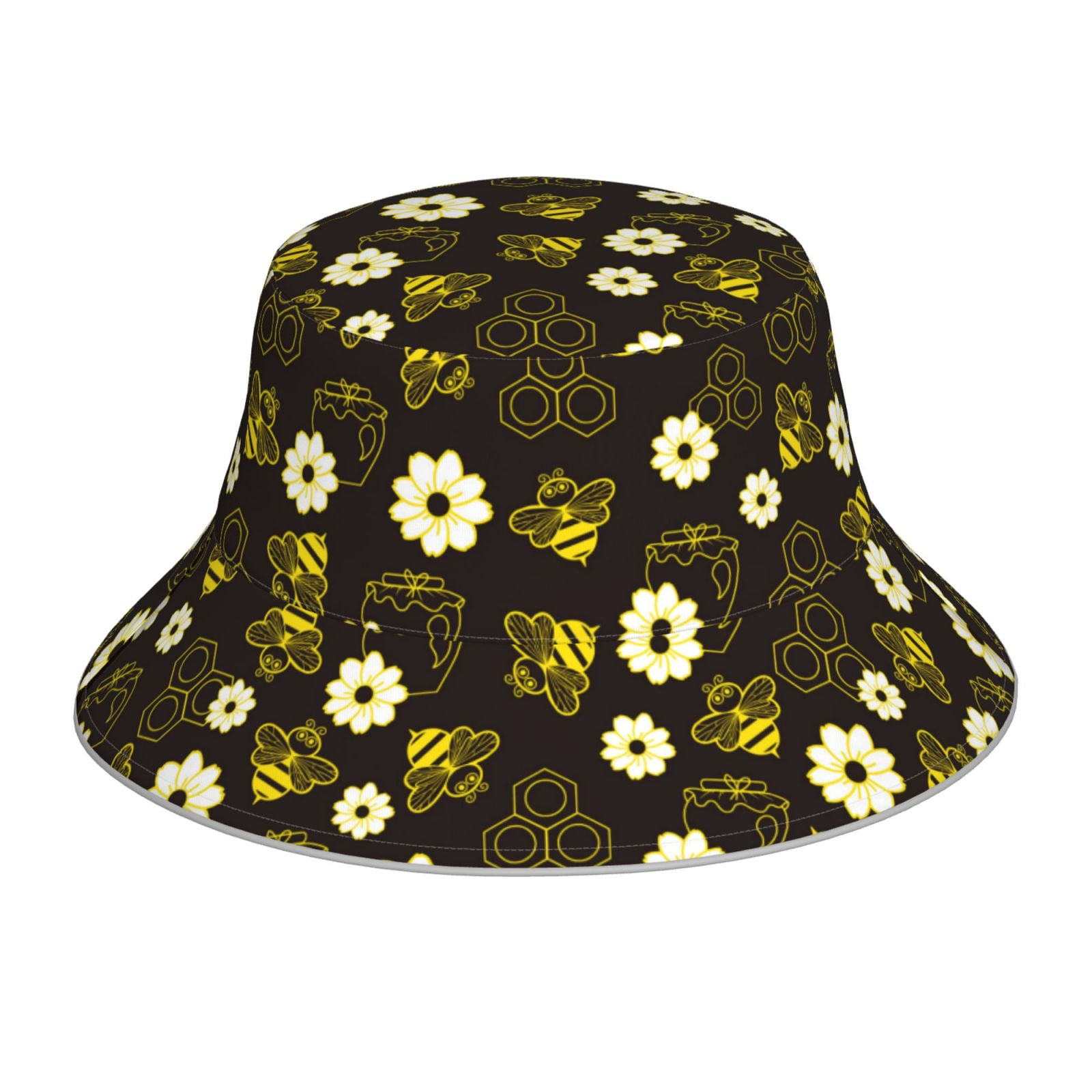 Honeii Honey Bees With Flowers for Unisex Bucket Hat Waterproof Rain ...