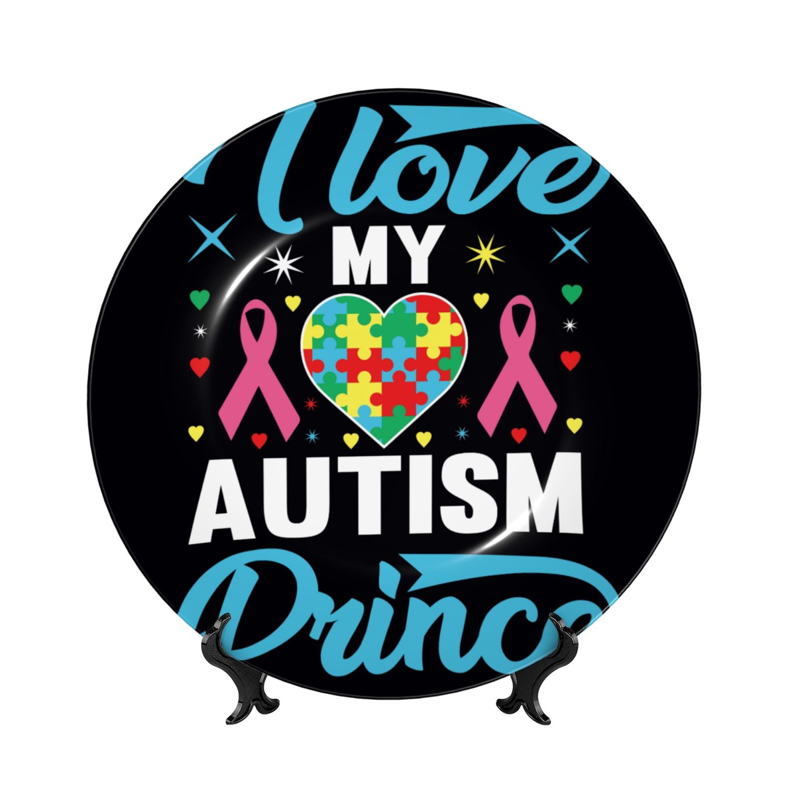 Honeii I Love My Autism Print Elegant Bone China Decorative Plate ...