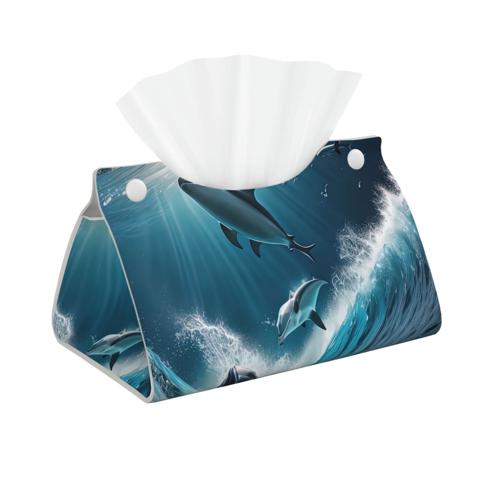 Honeii Ice Blue Ocean Cute Dolphin A for Tissue Box Cover/Holder ...