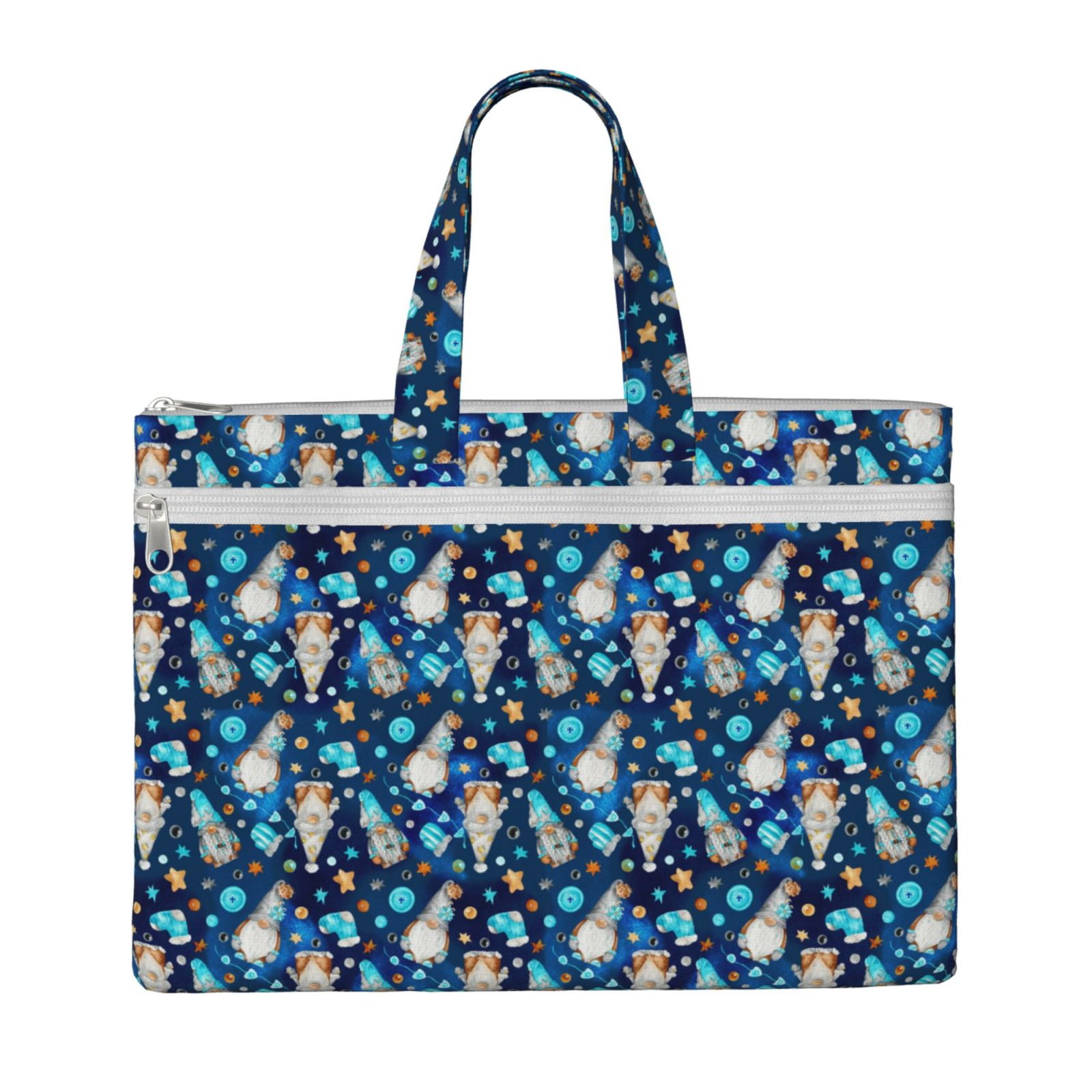 Honeii Ice blue old man cute winter Print Canvas Tote Bag with ...
