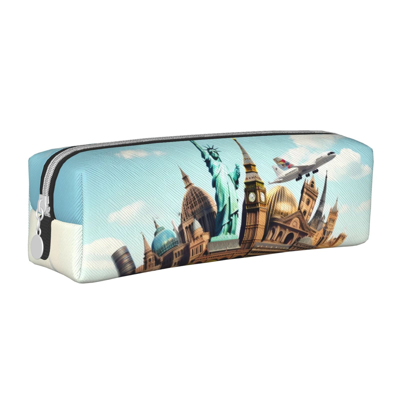 Honeii Iconic Global Landmarks Pattern Pencil Case, Pencil Pouch ...