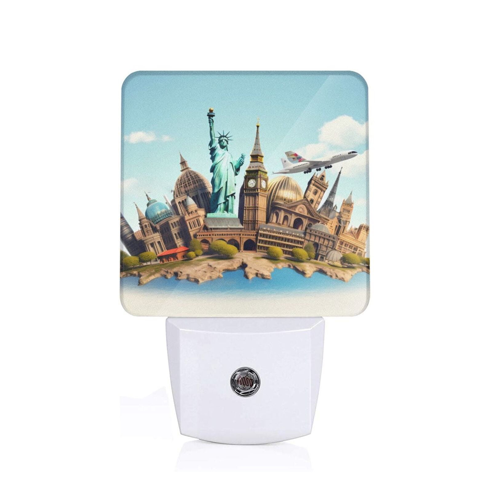 Honeii Iconic Global Landmarks Print LED Night Light with Light Sensor ...
