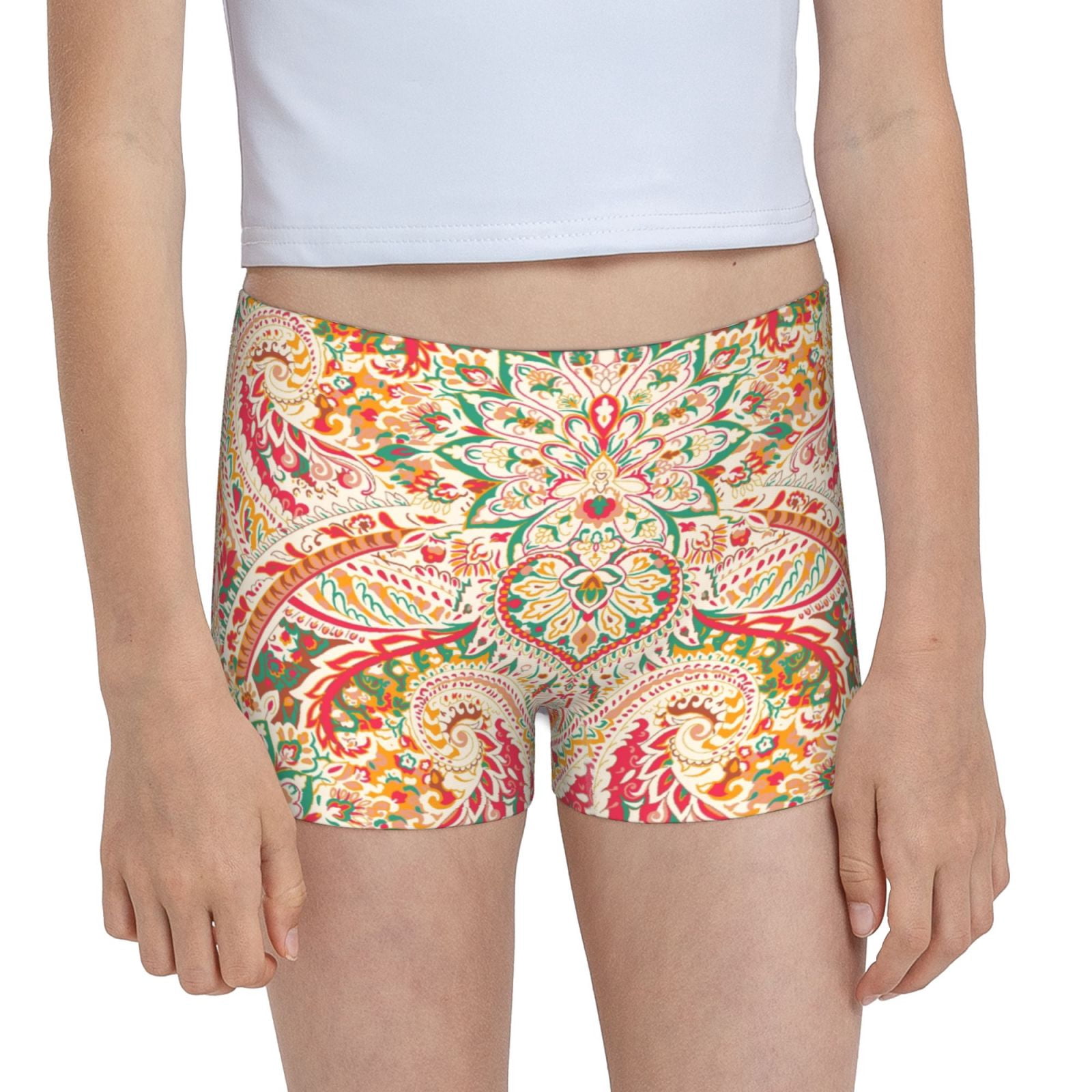 Honeii Indian Paisley 1 Print 100% Cotton Boxer Briefs, Girls' Panties ...