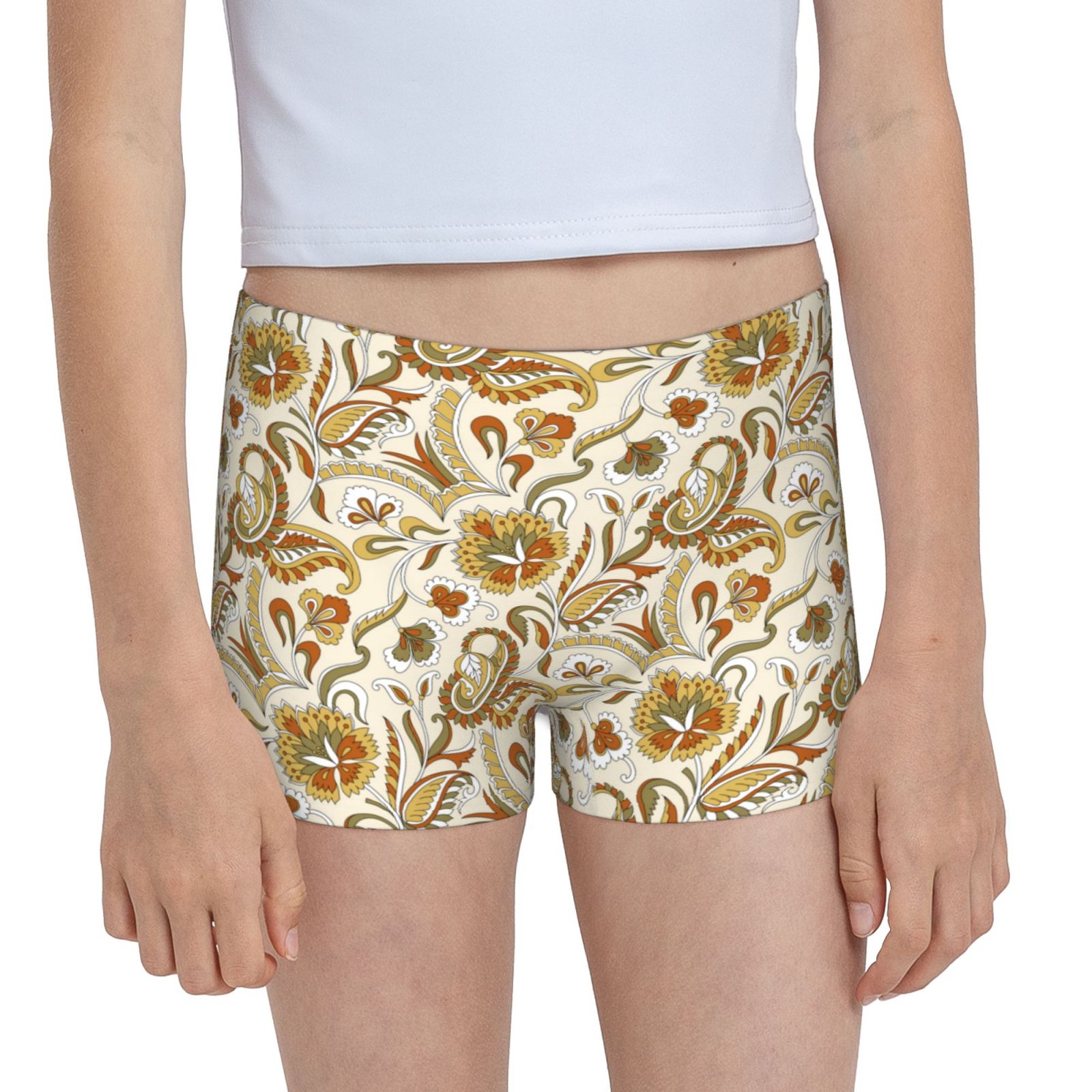 Honeii Indian Paisley Print 100% Cotton Boxer Briefs, Girls' Panties ...