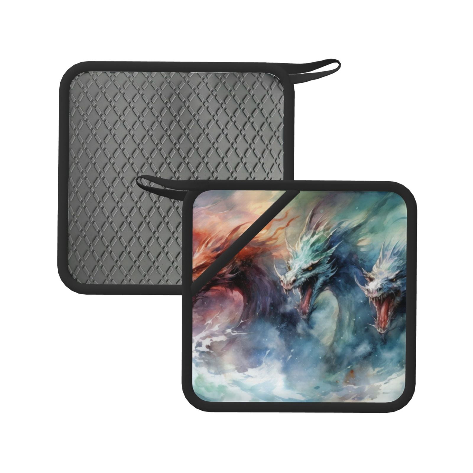 Honeii Ink Style Wave Dragon for Silicone Trivets for Hot Pots and Pans ...