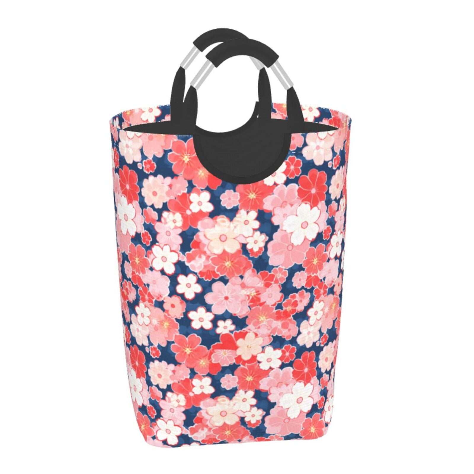 Honeii Japanese Cherry Blossoms Print Laundry Hamper Collapsible ...